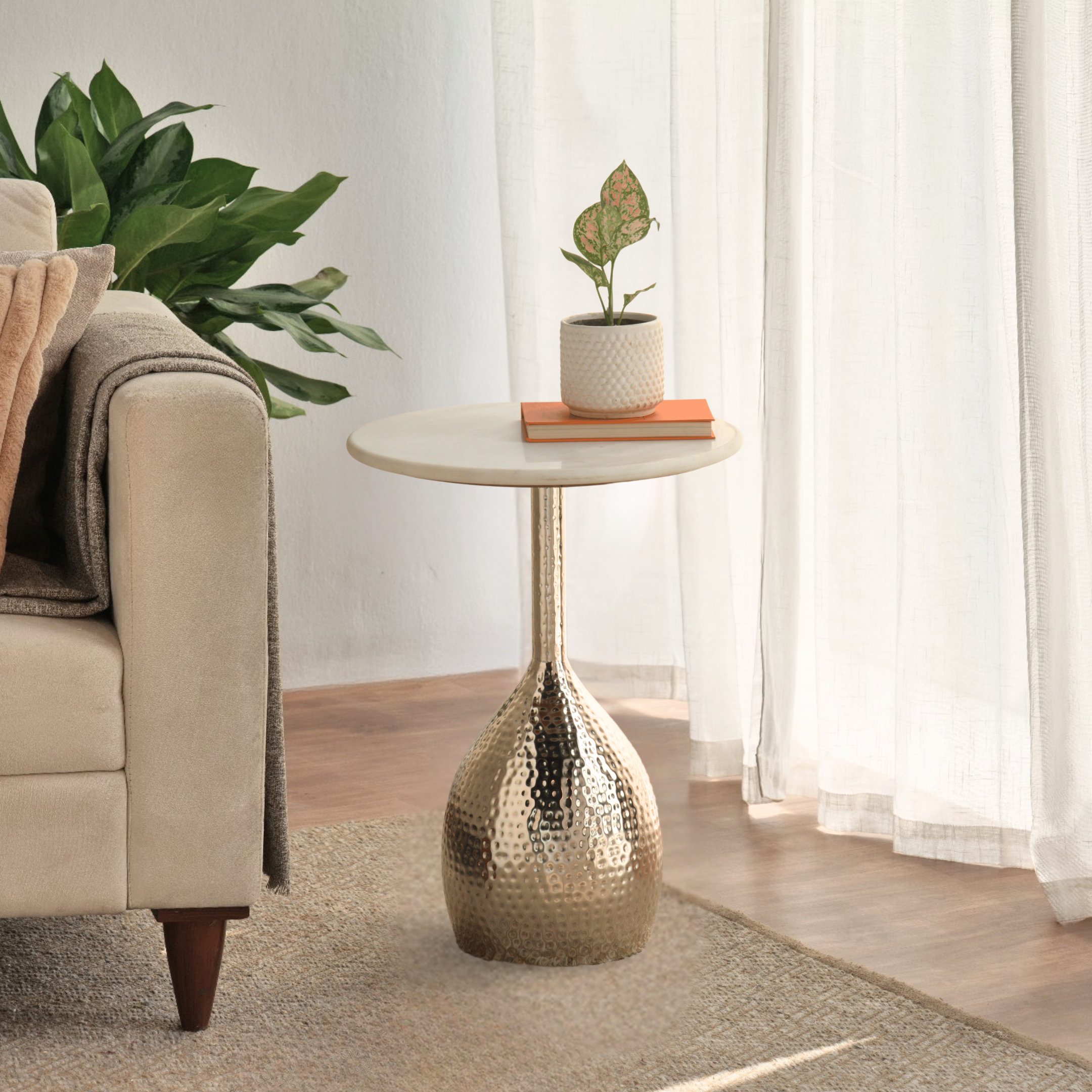 Mercer41 Modern Round Marble Top Side Table - Wayfair Canada