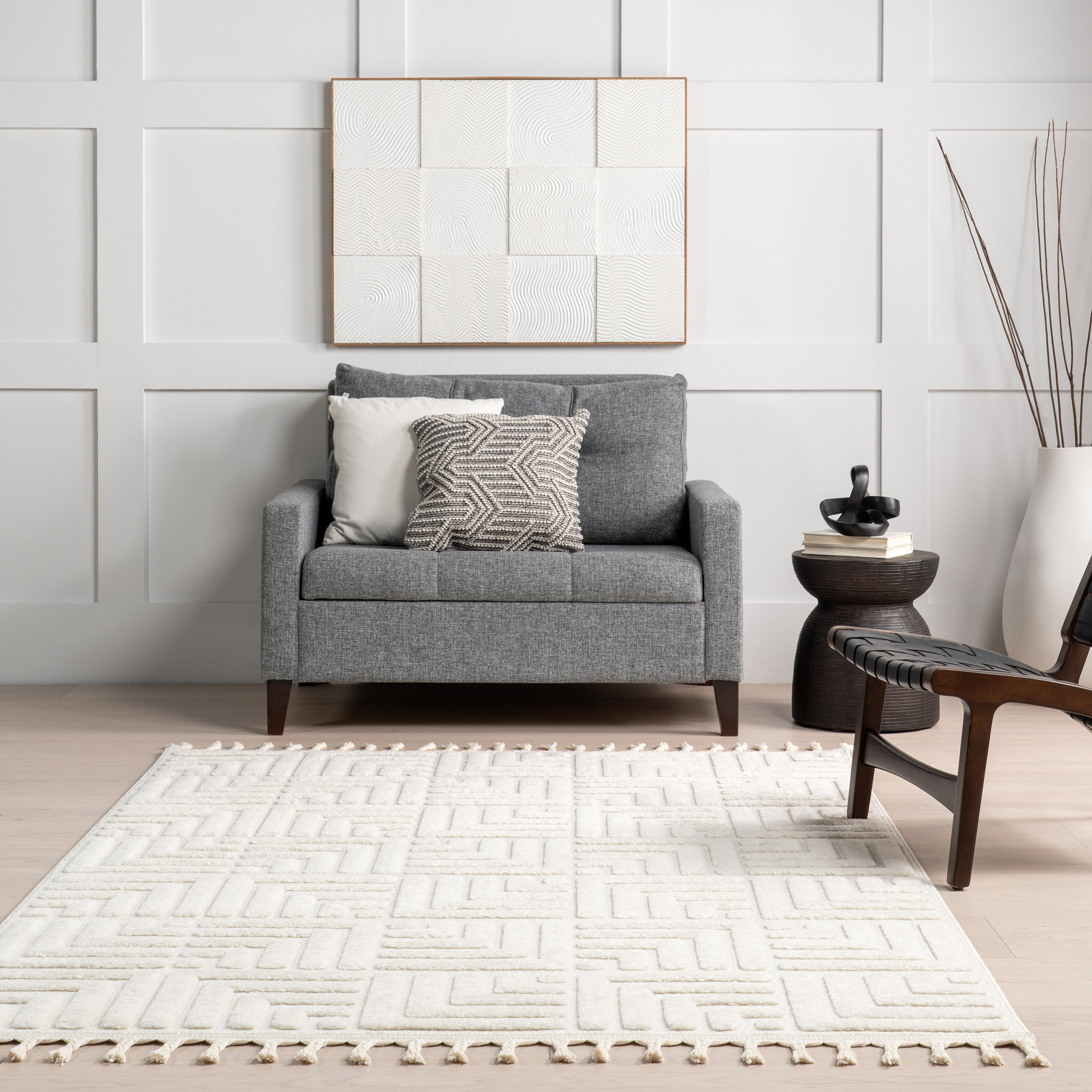 Dakota Fields Clennie Geometric Maze Tasseled Area Rug | Wayfair