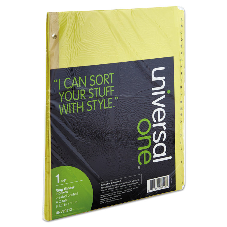 Universal Products Universal® Preprinted Plastic Coated Tab Dividers ...