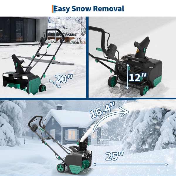 OUTGOODS Corded Snow Blower - 20 Inch Push Snow Blower, Electric Snow ...