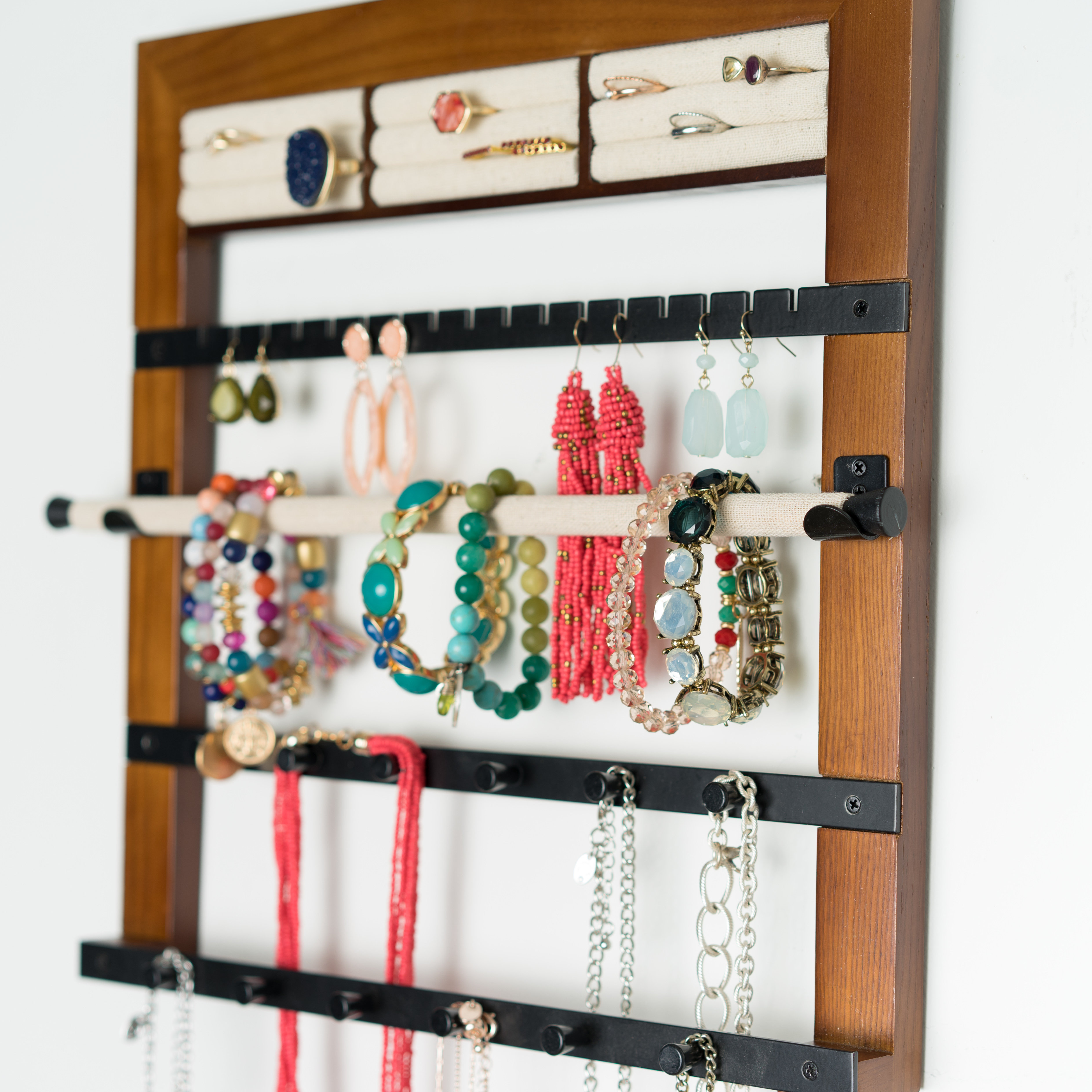 Red Barrel Studio® Walnut Wall Hanging Jewellery Rack & Reviews ...