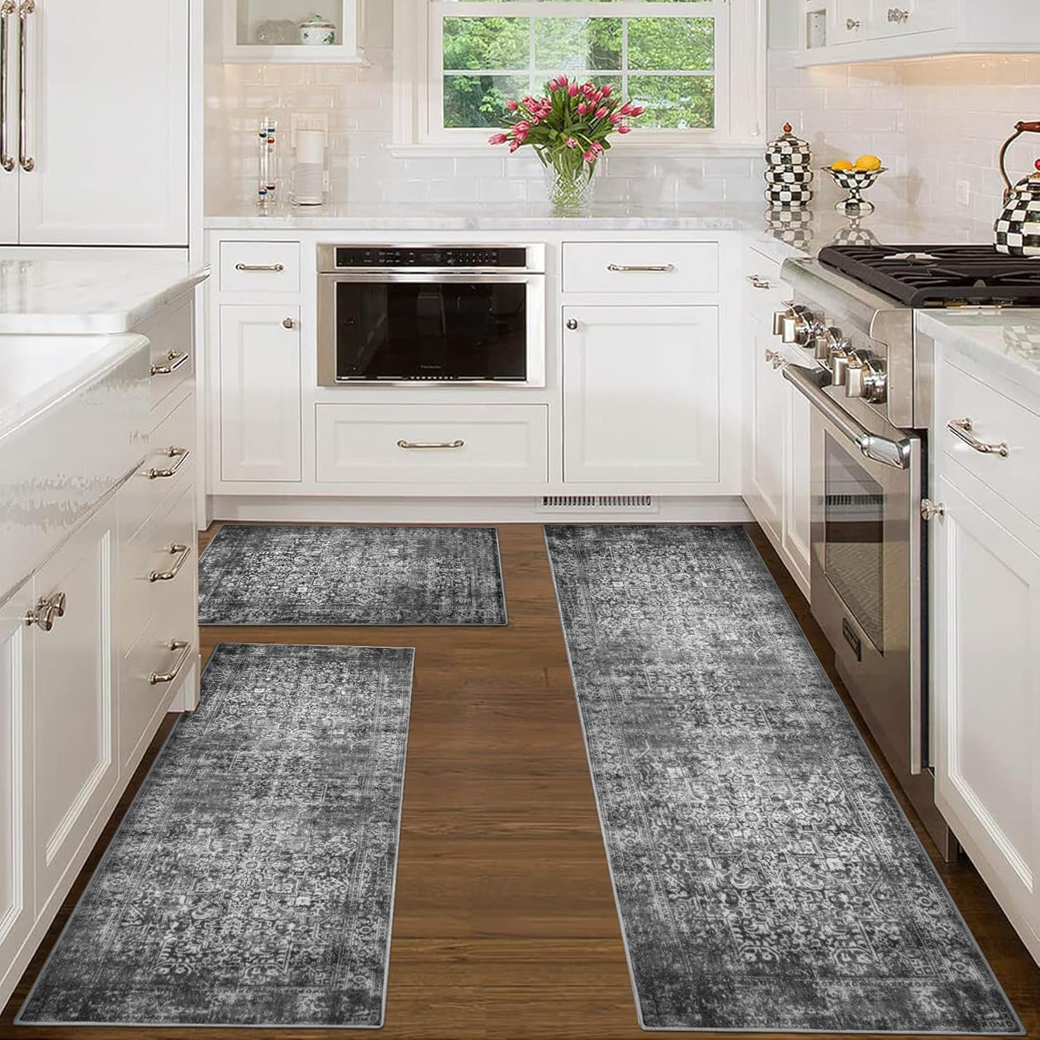 Bungalow Rose Kitchen Rugs Sets Of 3,Non Slip Washable Kitchen Mats For ...