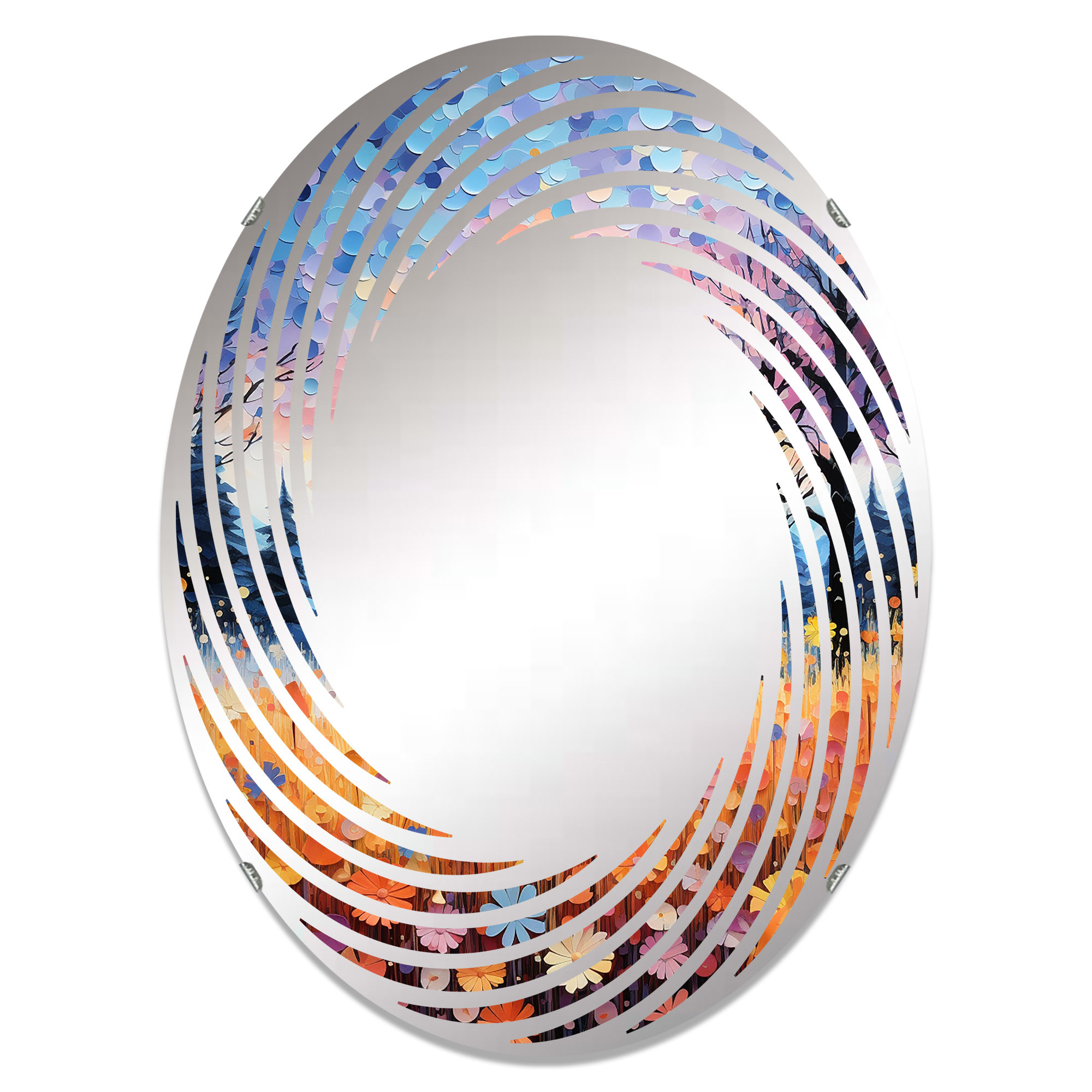 Design Art Dreamy Postal Truck Journey I - Spiral Wall Mirror|Oval ...