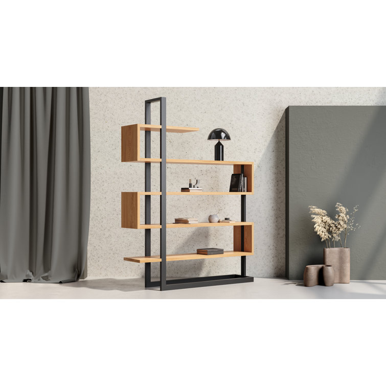 Borough Wharf Rinu 210cm H x 160cm W Geometric Bookcase | Wayfair.co.uk