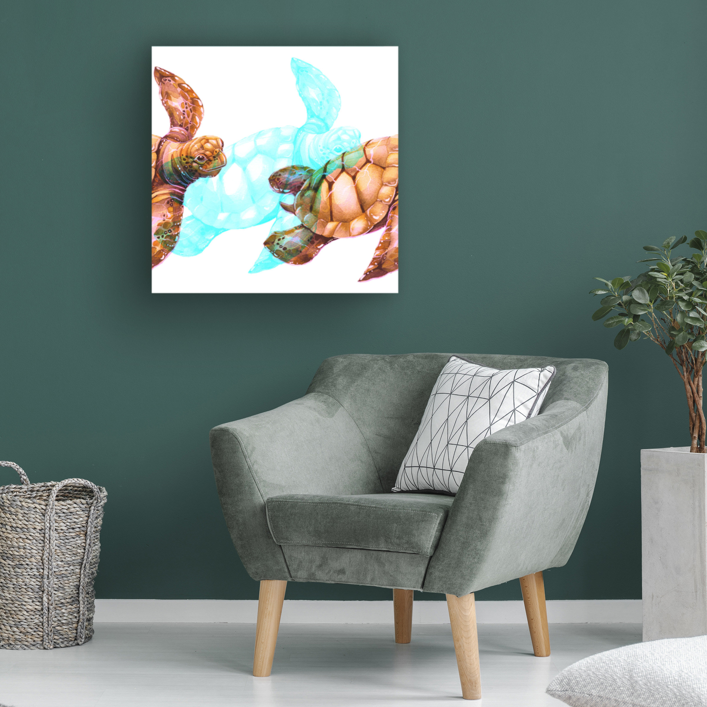 Highland Dunes Wrapped Canvas Wall Art - Jody Bergsma 'Sea Turtle' Wall ...