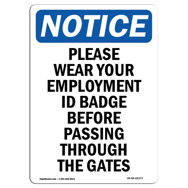 SignMission Please Wear Your Employment Id Badge Sign | Wayfair