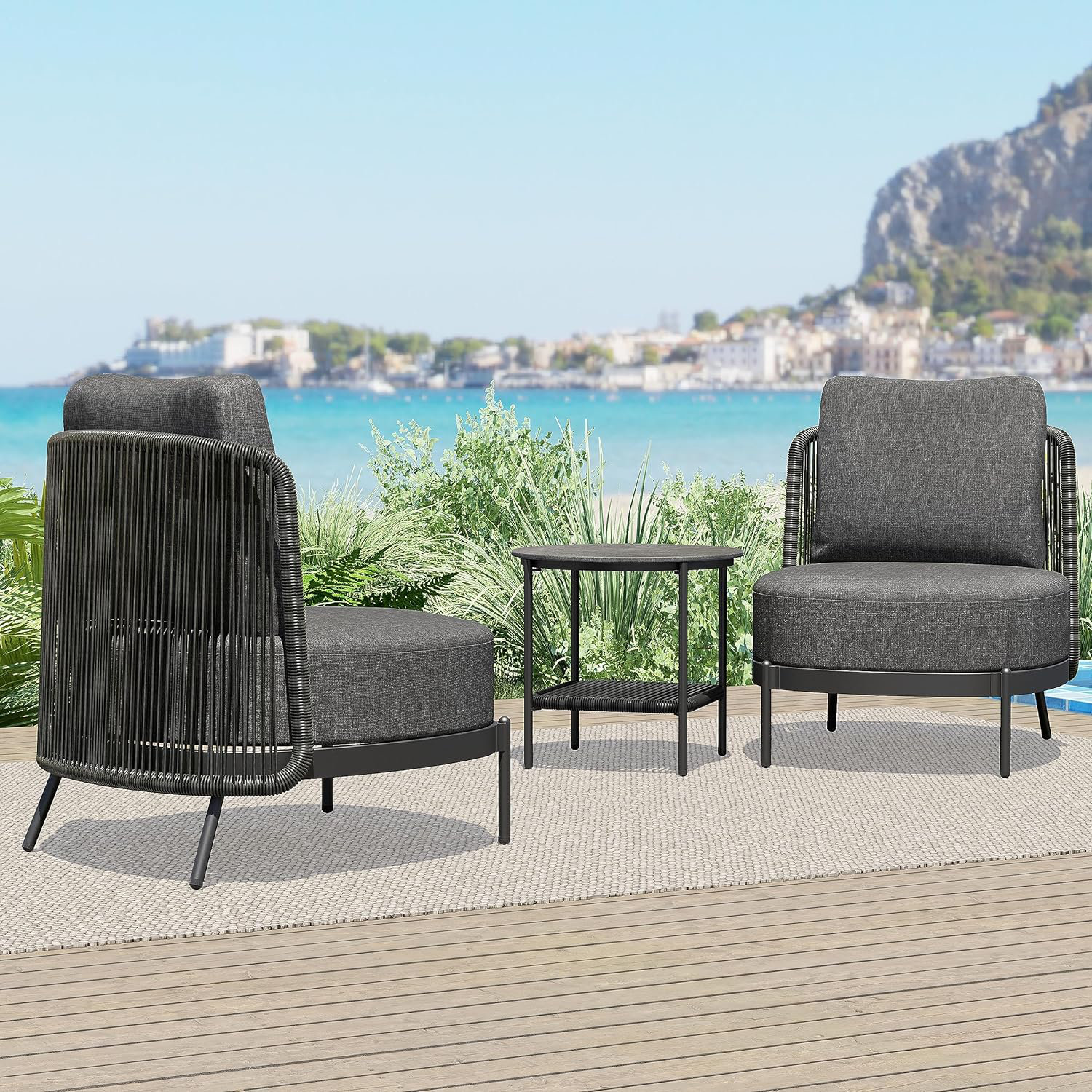 Olilawn Outdoor 3-Piece Conversation Seating Set - Low Slung Comfort ...