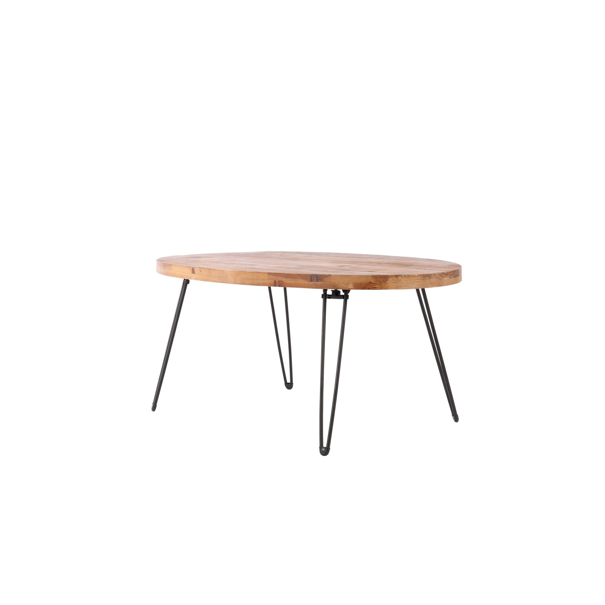 Dakota Fields Oval Natural Reclaimed Wood Foldable Cocktail Table | Wayfair
