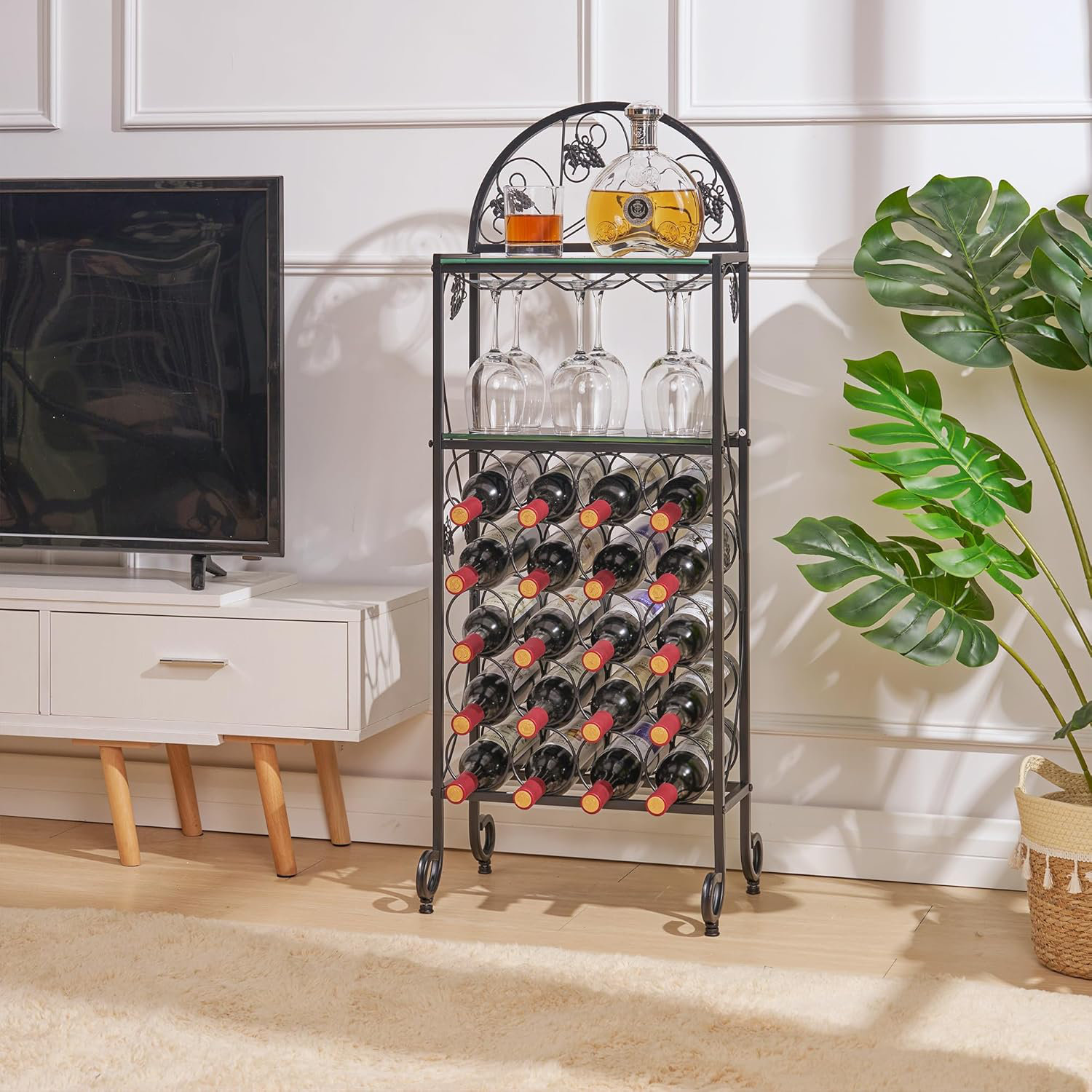 Lark Manor™ Freestanding Floor Bar Storage And Display Shelf , Glass ...