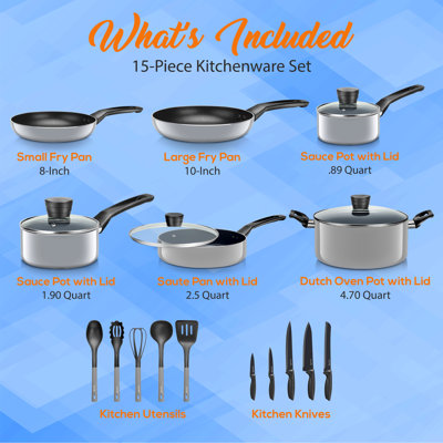 SereneLife 20 - Piece Non-Stick Aluminum Cookware Set & Reviews | Wayfair