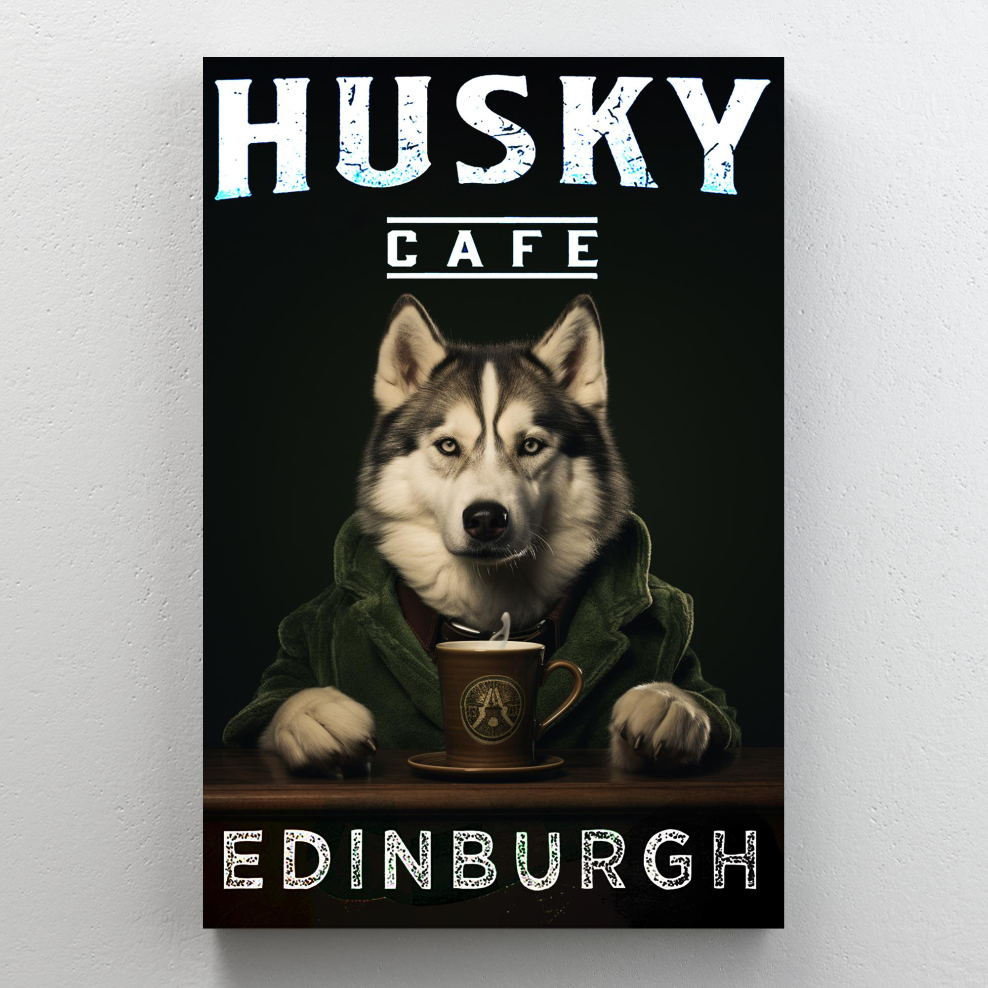 Trinx Husky Cafe - 1 Piece Rectangle Graphic Art Print On Wrapped ...