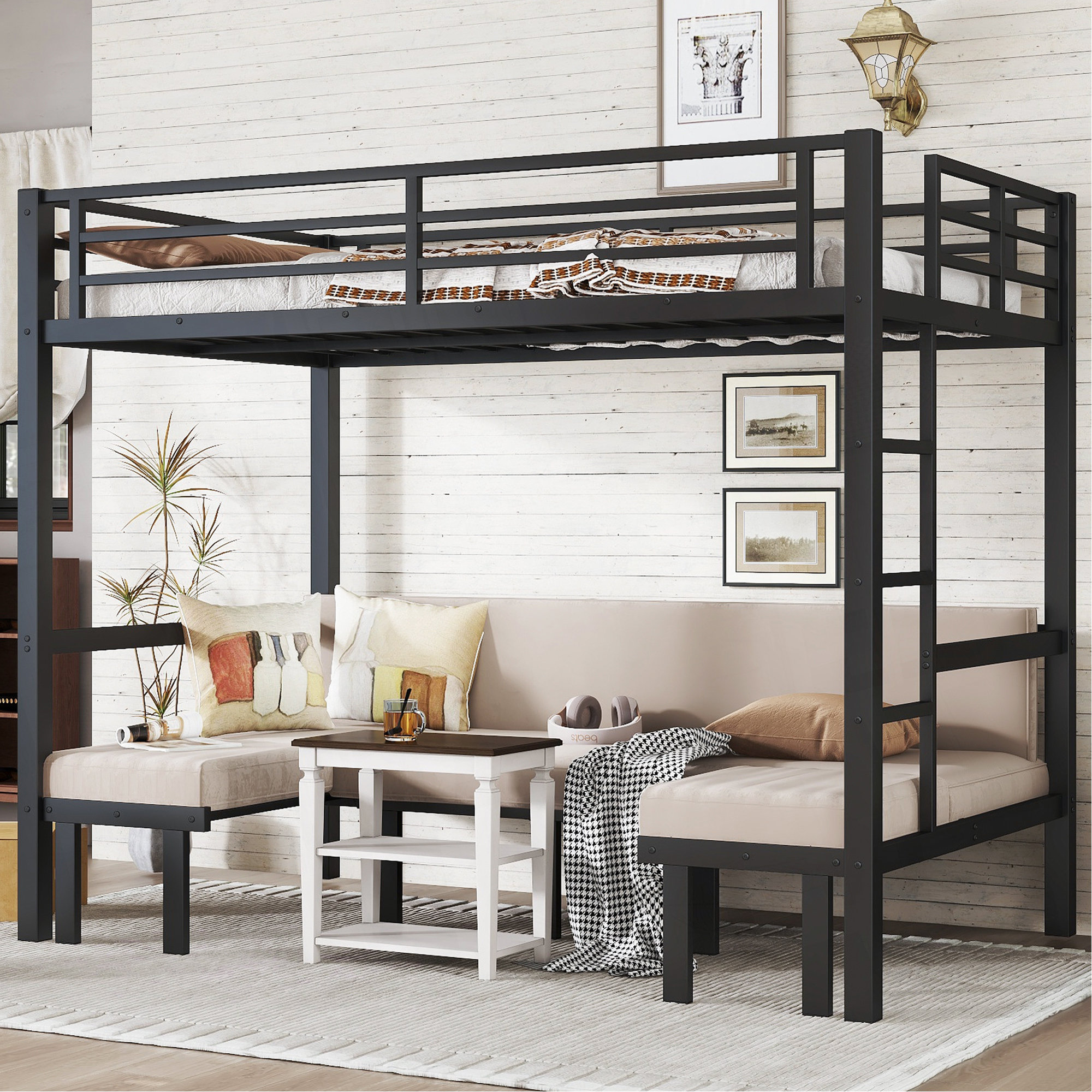Latitude Run® Full Over Full Size Pull-Out Metal Bunk Bed, Lower Bunk ...