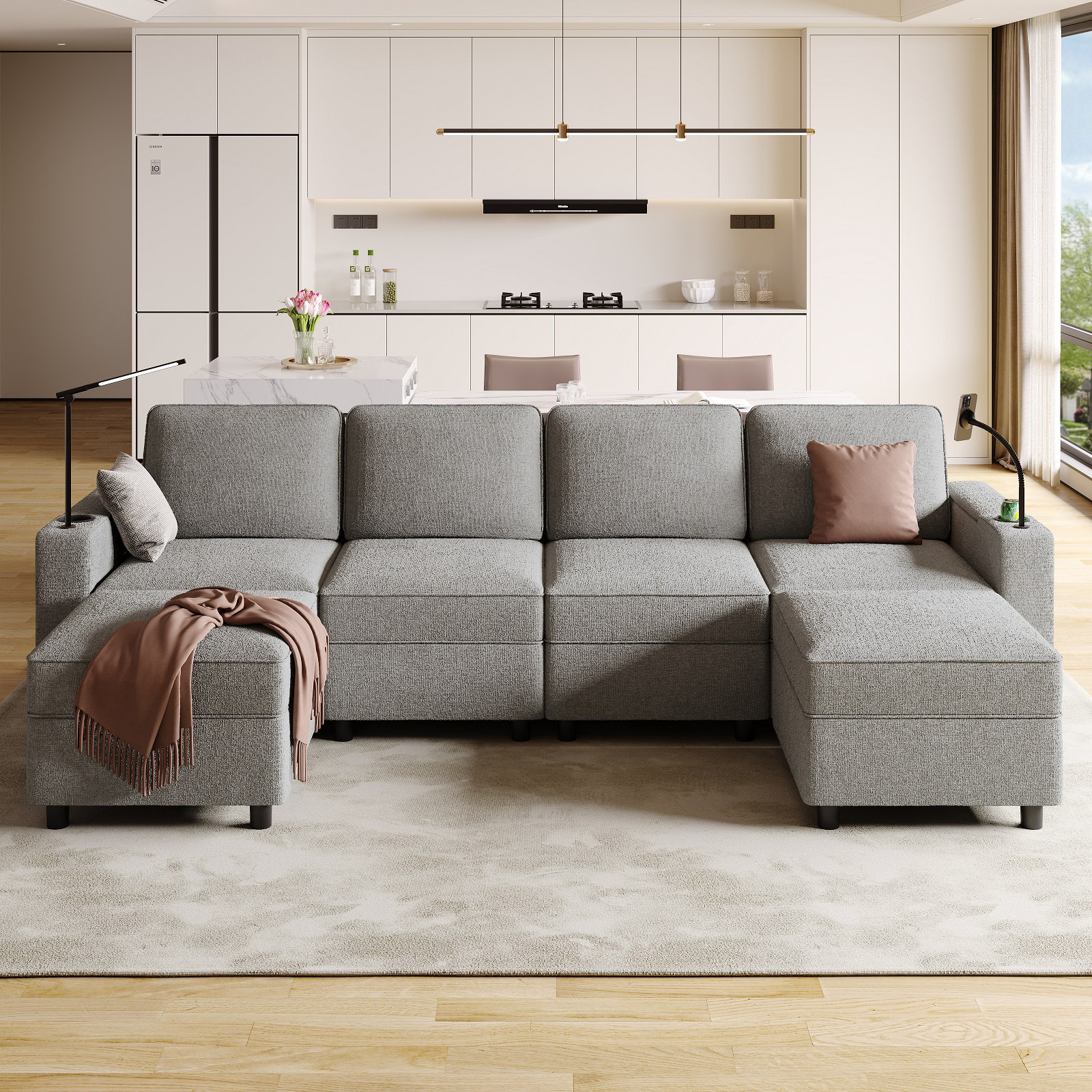 Latitude Run® 7 Pieces -U shaped Modular Sectional Sofa with Storage ...