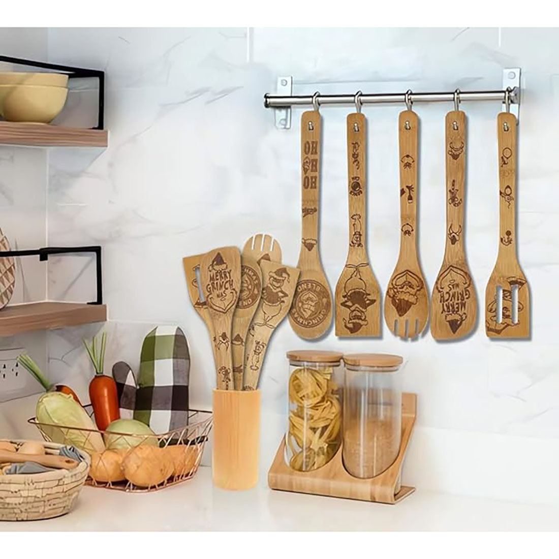 KOGBEL Christmas Gift Kitchenware Set Idea Kit Wooden Spoon Set Warm ...