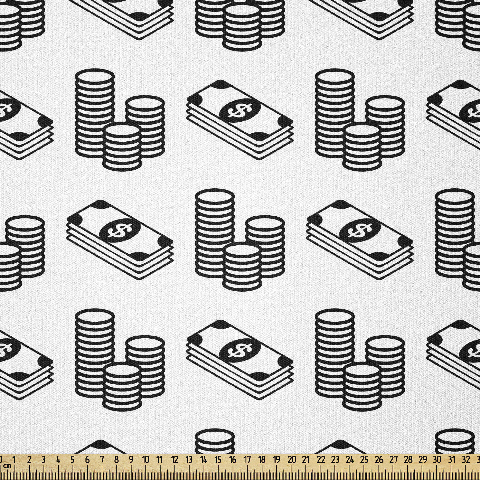 East Urban Home Money Fabric By The Yard, Monochrome Stacked Coins And ...