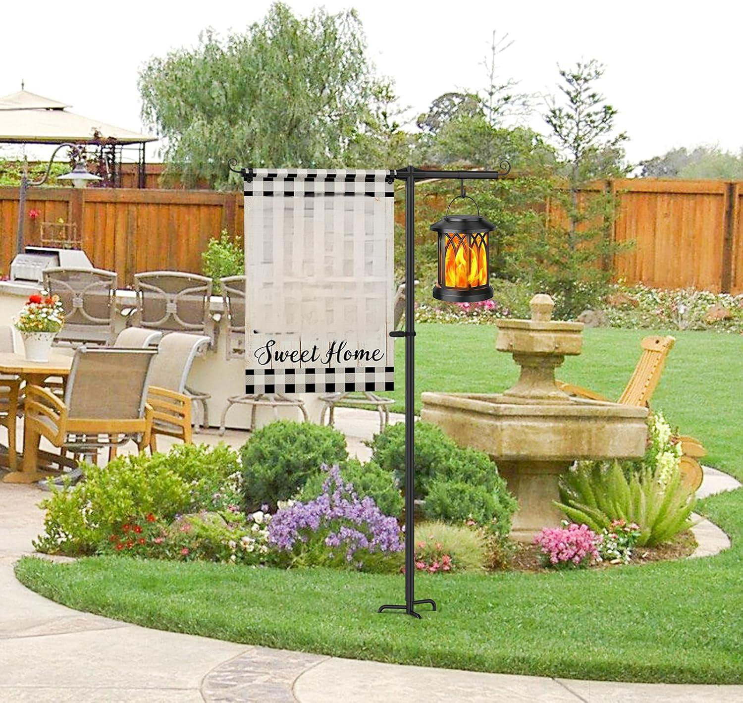 Lark Manor™ Garden Flag Stand Holder With Shepherd Hooks,With 3/4 Inch ...