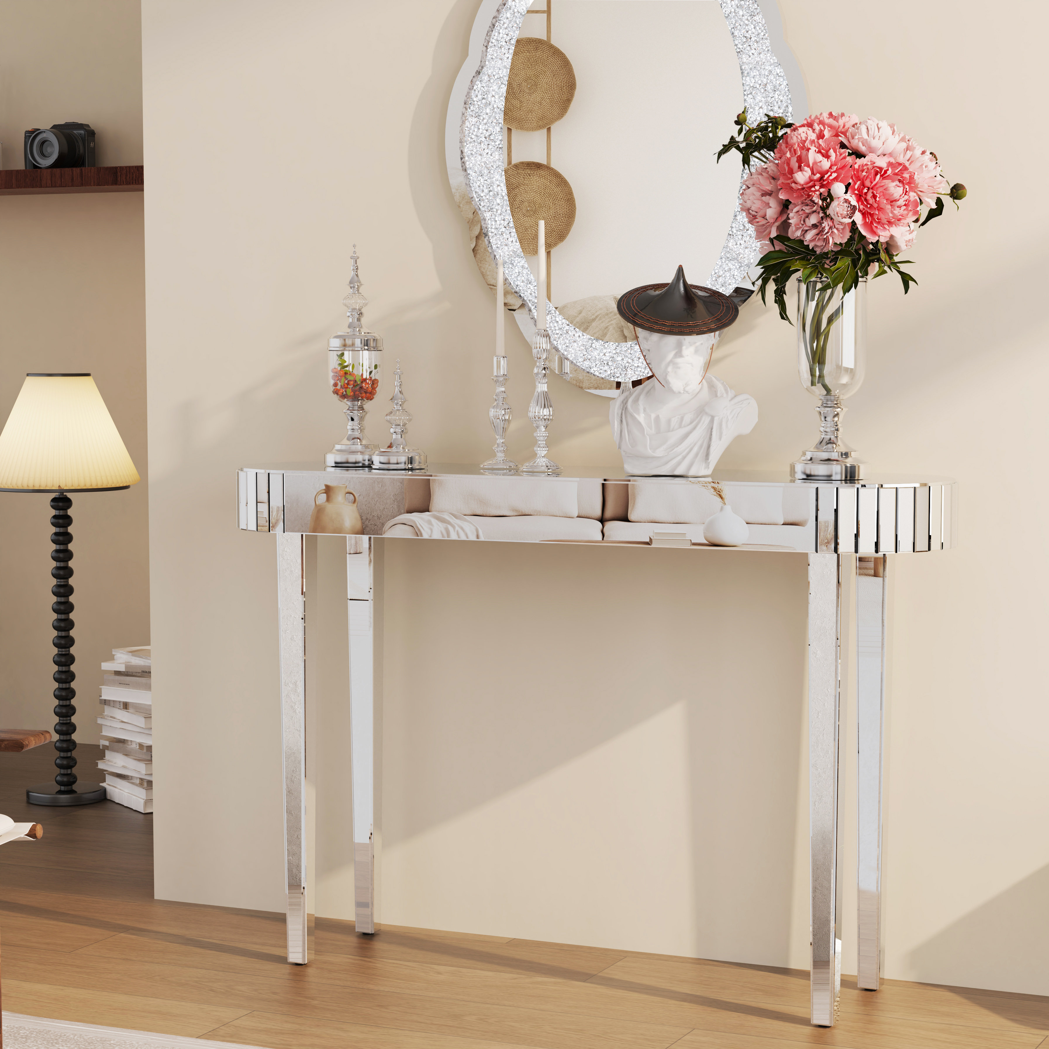 Mercer41 Urav Mirrored Glass Console Table & Reviews | Wayfair