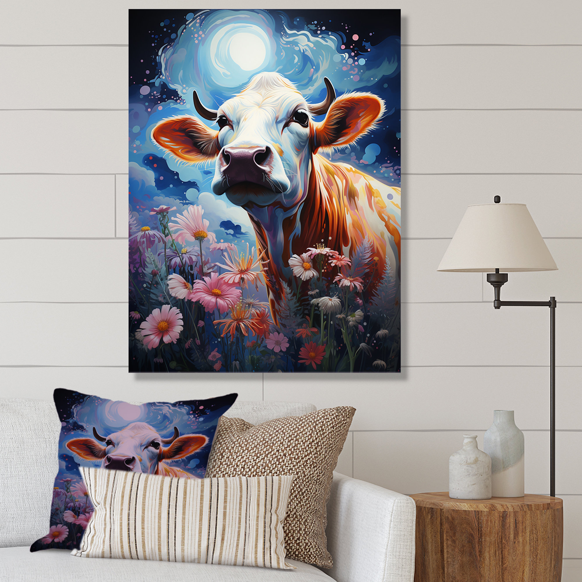 August Grove® Fantasy Cow In Enchanted Lands I Framed On Canvas Print ...