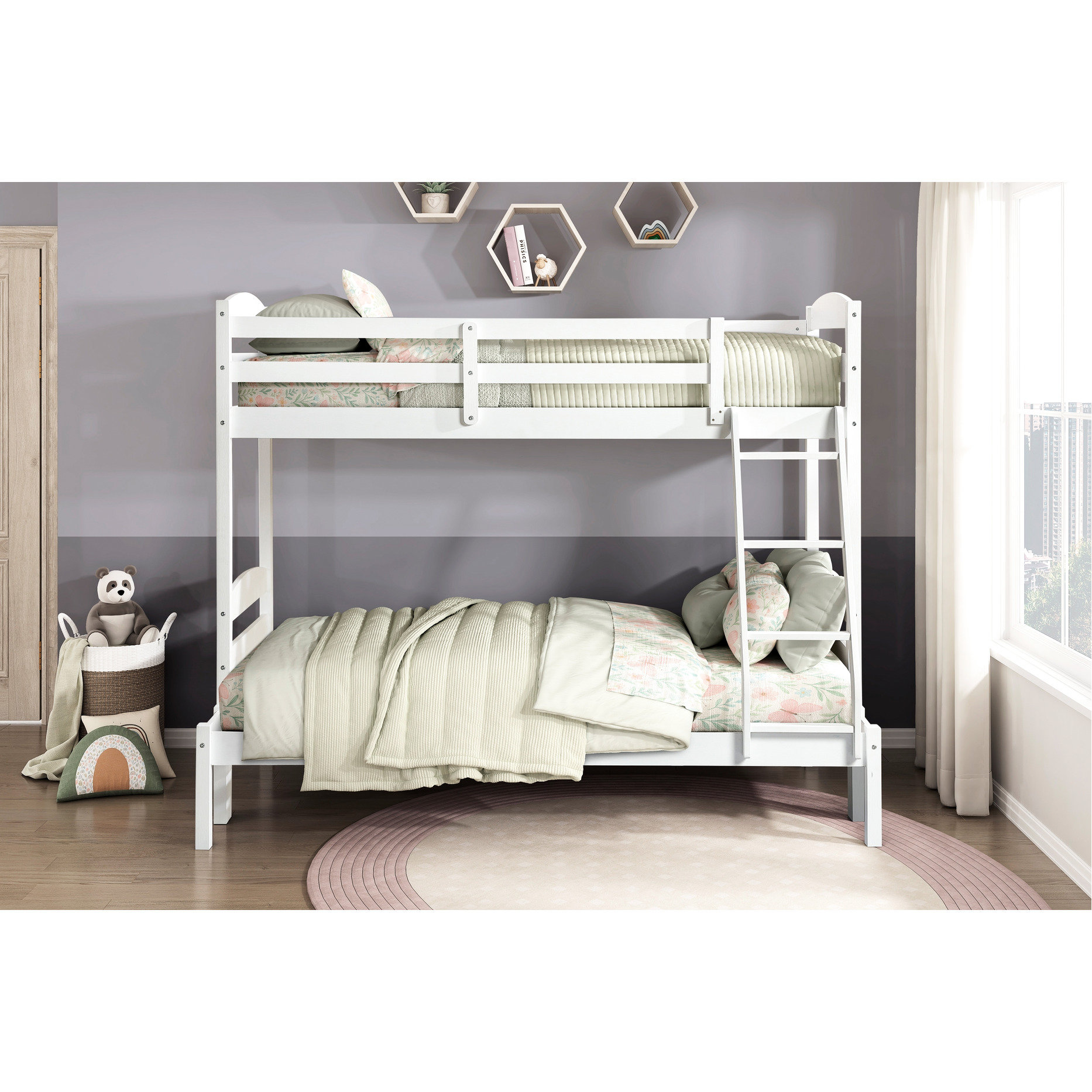 Latitude Run® Twin Over Full Bunk Bed In Black, Secure Guard Rails On ...