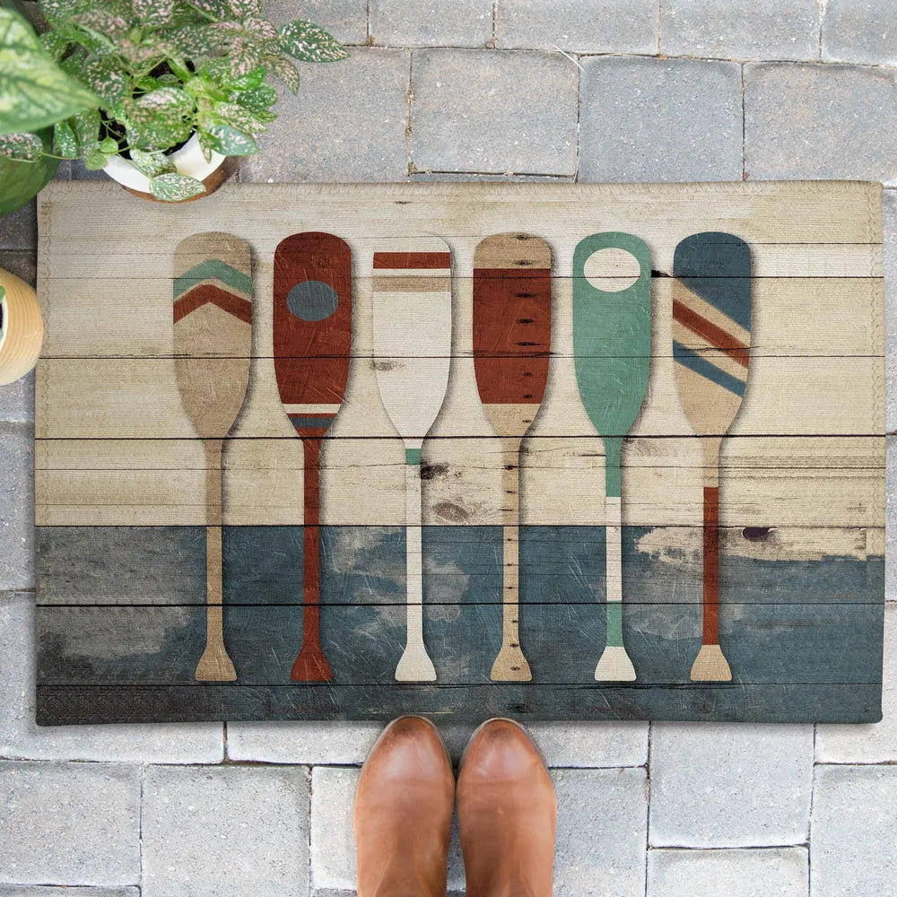 Laural Home Playful Oars Outdoor Door Mat | Wayfair