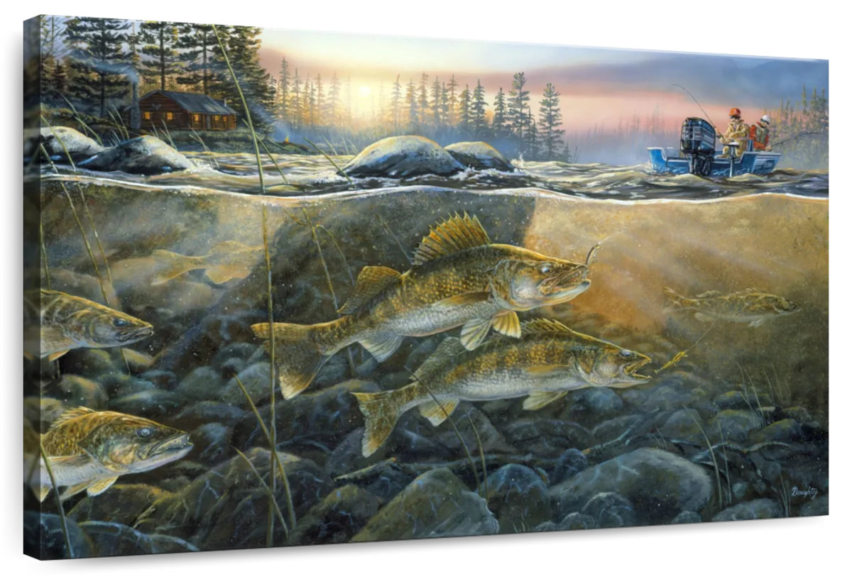 Ebern Designs Brampt Walleyes On The Rocks | Wayfair