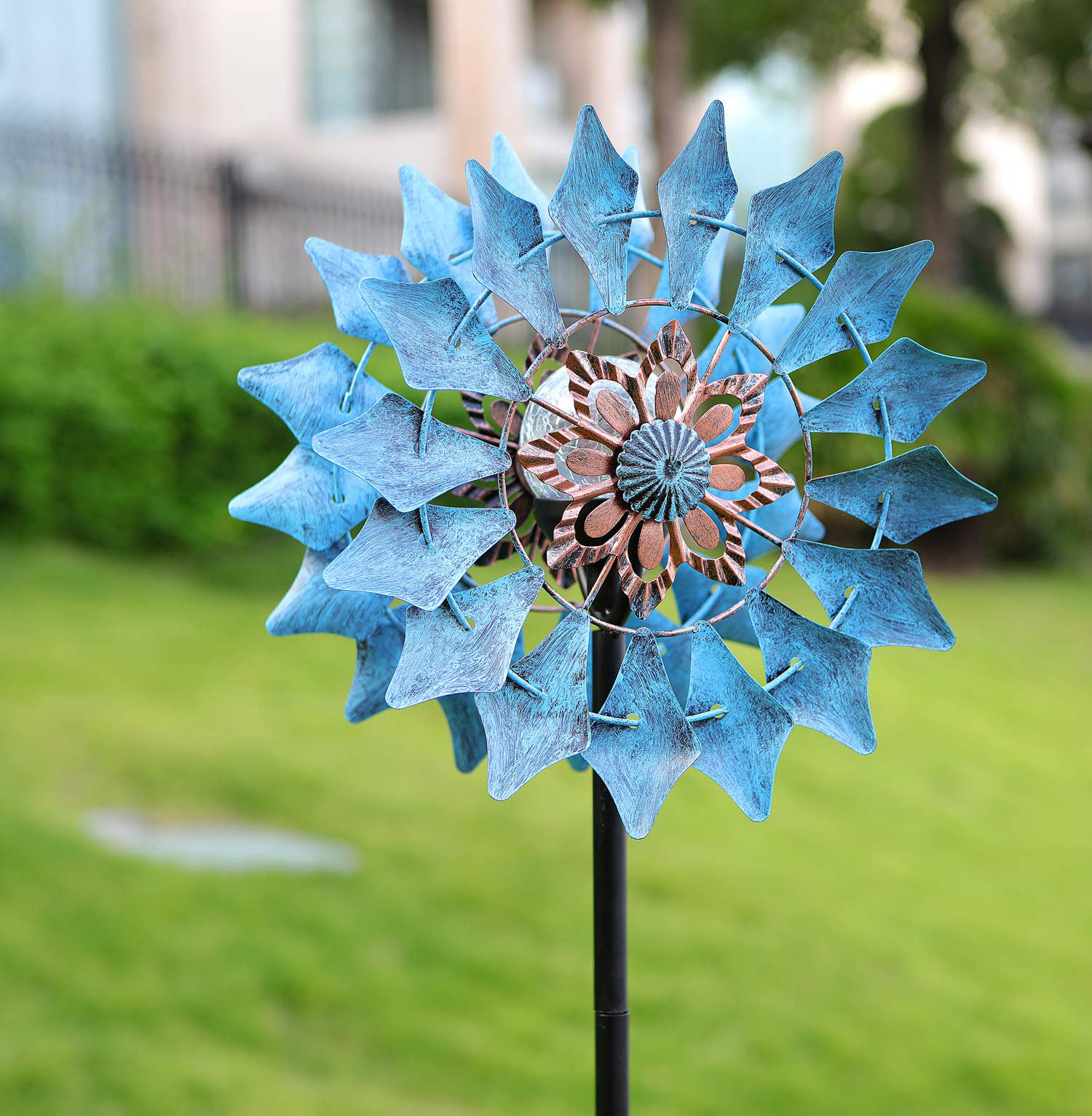 Arlmont & Co. 75in Solar Wind Spinner Multi-Color Seasonal LED Lighting ...