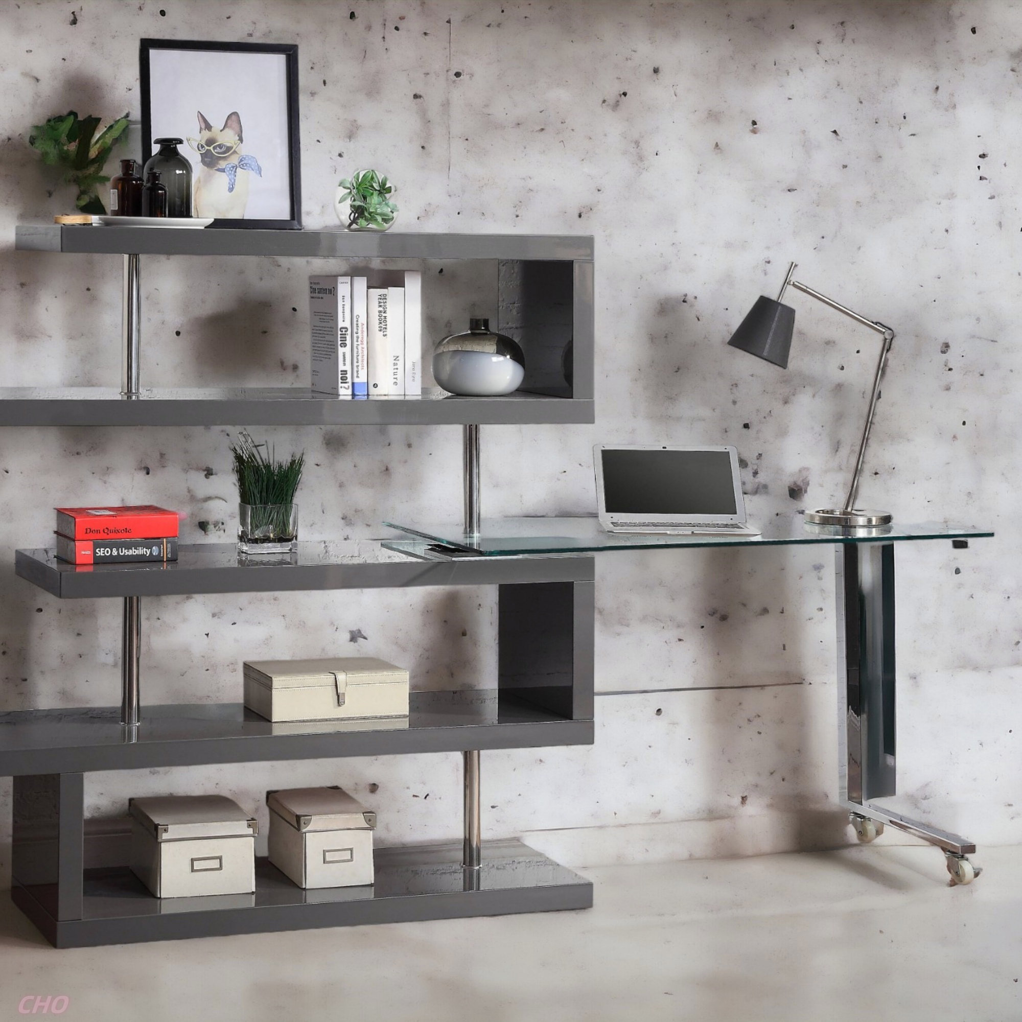 George Oliver Buck II Clear Glass, Chrome High Gloss Finish Writing ...