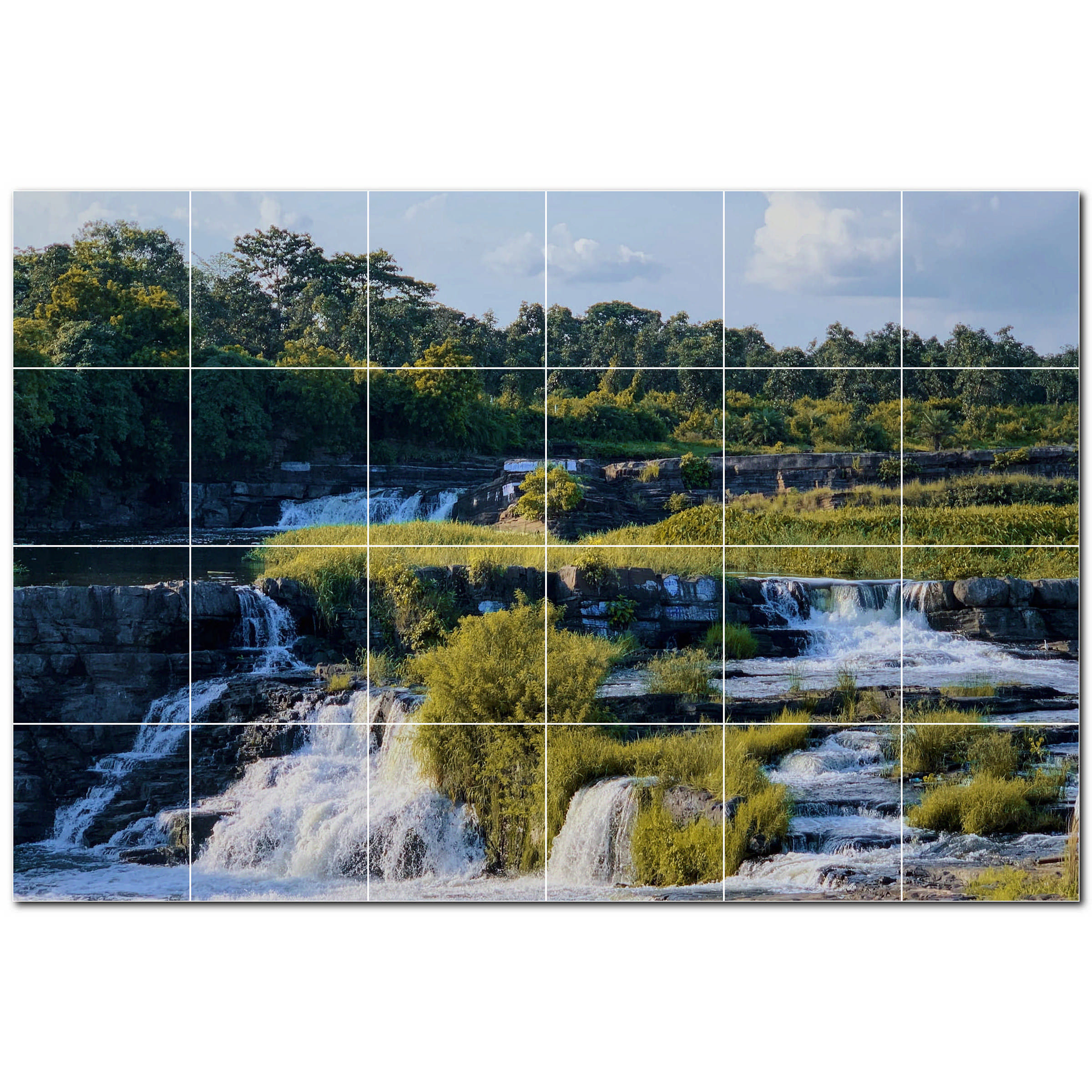 Picture-Tiles.com 72" x 48" Ceramic Waterfalls Photo Decorative Mural ...