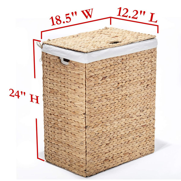 Seville Classics Sustainable Handwoven Lidded Hamper Sorter, Water ...