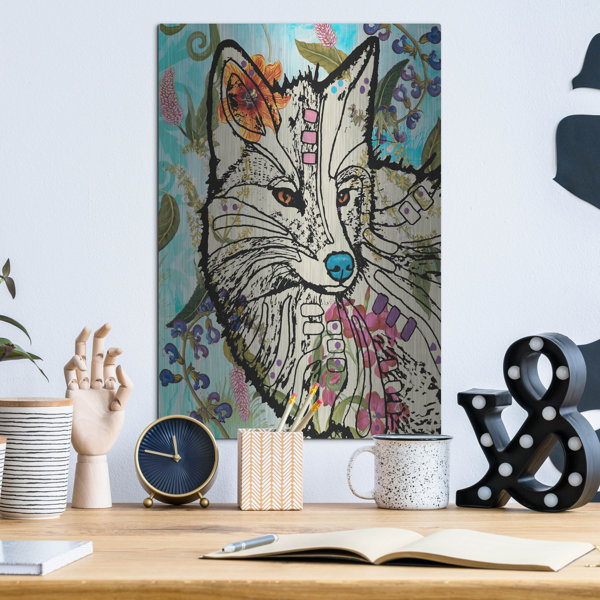 Lark Manor™ 'Wallpaper Fox' by Dean Russo Metal Wall Art | Wayfair