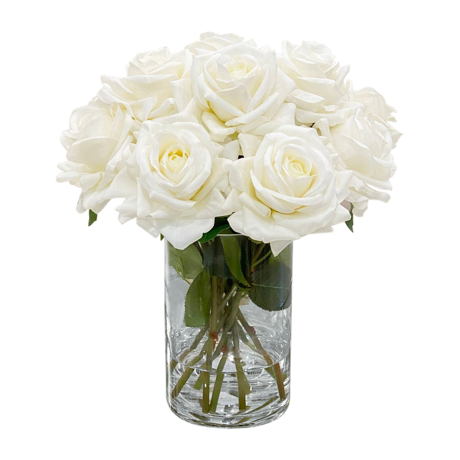 Flovery Real Touch Roses Centerpiece In Tall Glass Vase & Reviews | Wayfair