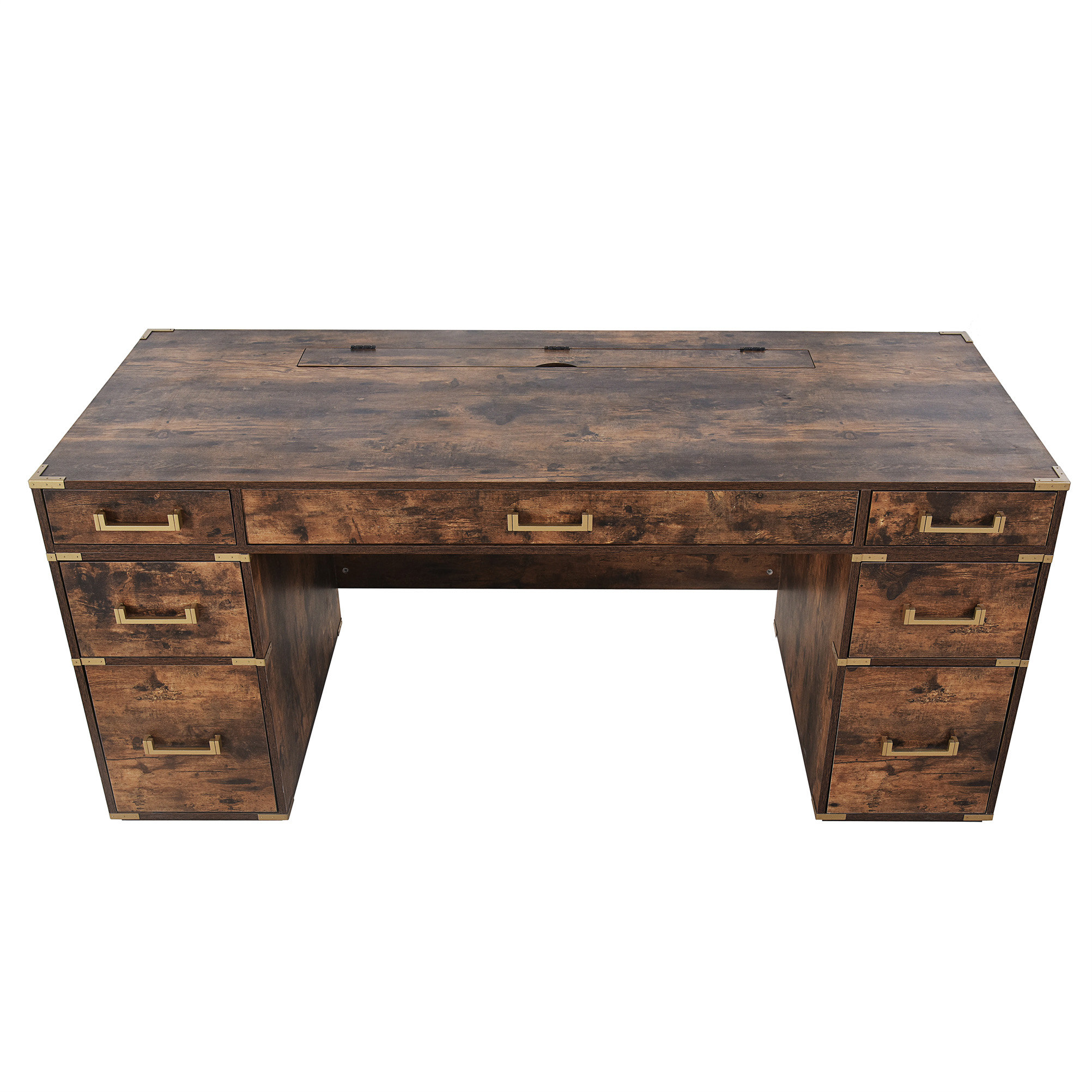 17 Stories Belby Executive Desks with Metal Edge Trim ,Writing Desk ...