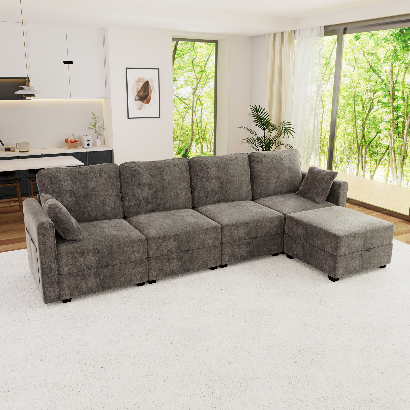 Latitude Run® Cesar L-Shaped Upholstered Sectional Sofa with Storage ...