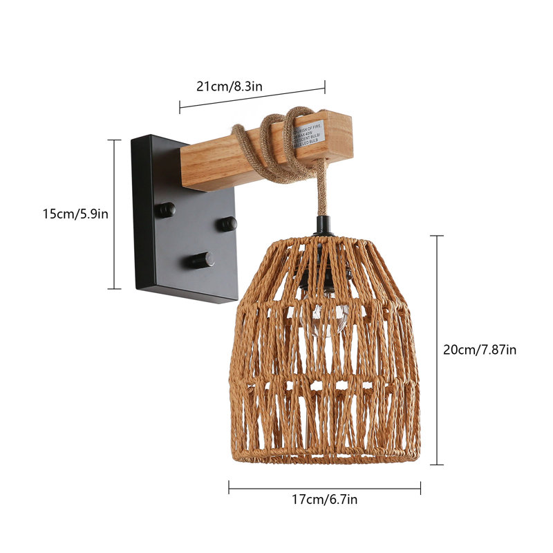 Breakwater Bay 6.7" 1 - Light Bohemian Hemp Rope Staircase Wall ...
