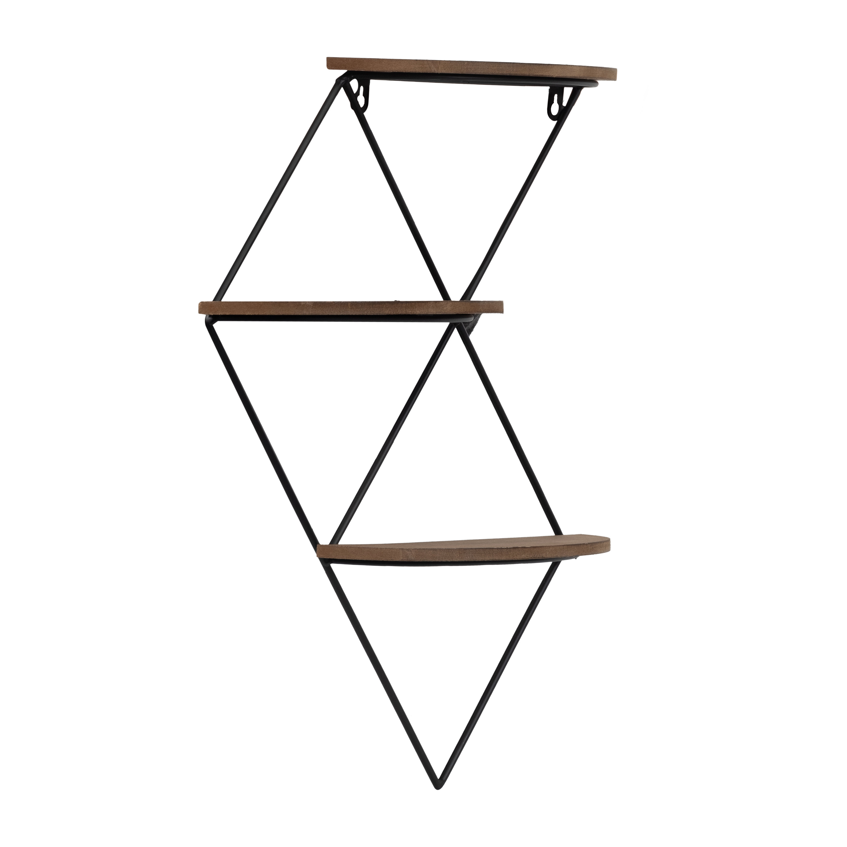 17 Stories Modern Neutral Metal and wood Brown 3-tier Diamond Wall ...