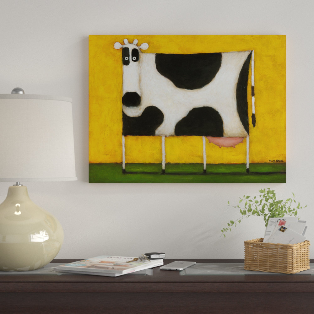 Winston Porter 'Yellow Cow' Print on Wrapped Canvas & Reviews | Wayfair