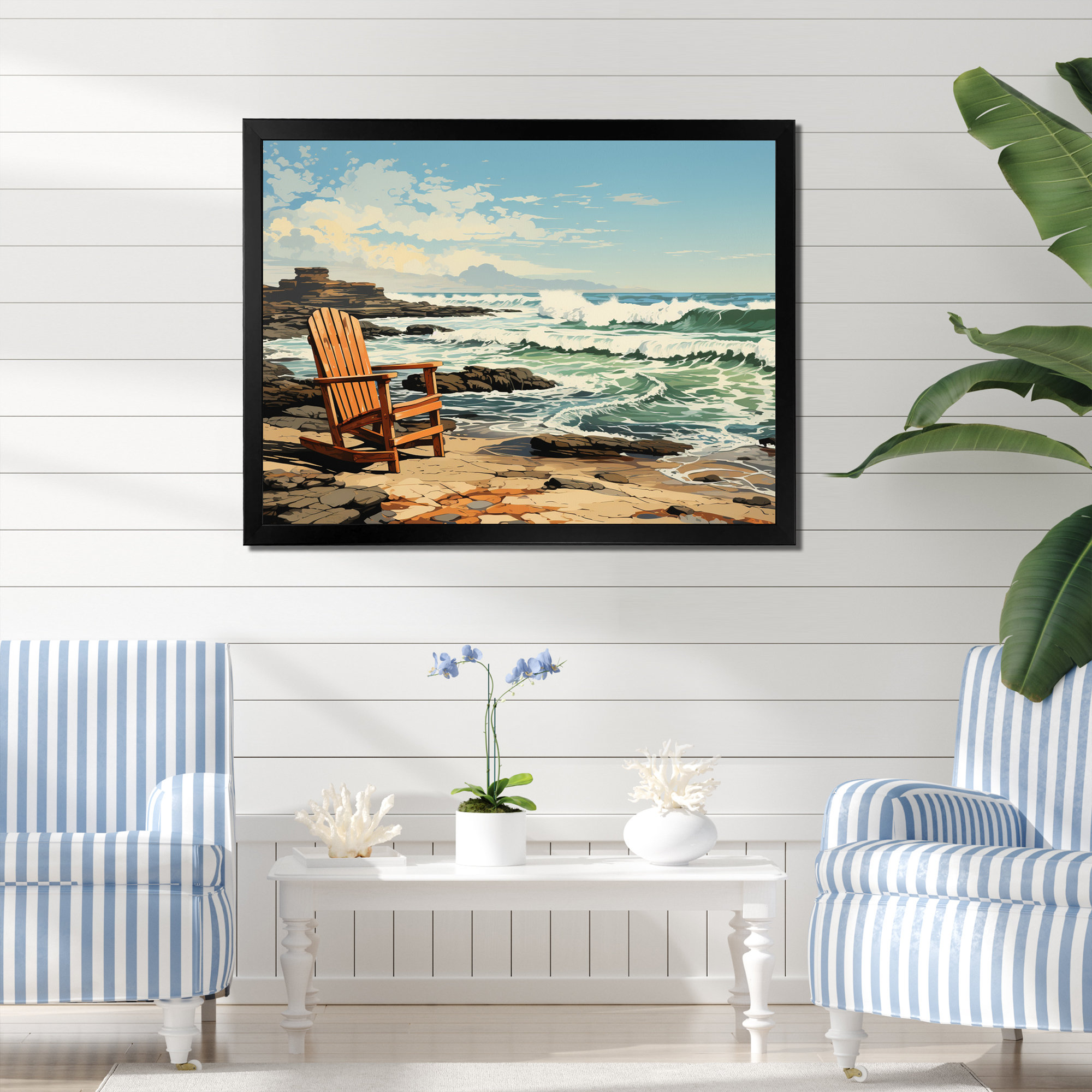 DesignArt Retro Beach Chair By Wild Waves Ocean " Retro Beach Chair By ...
