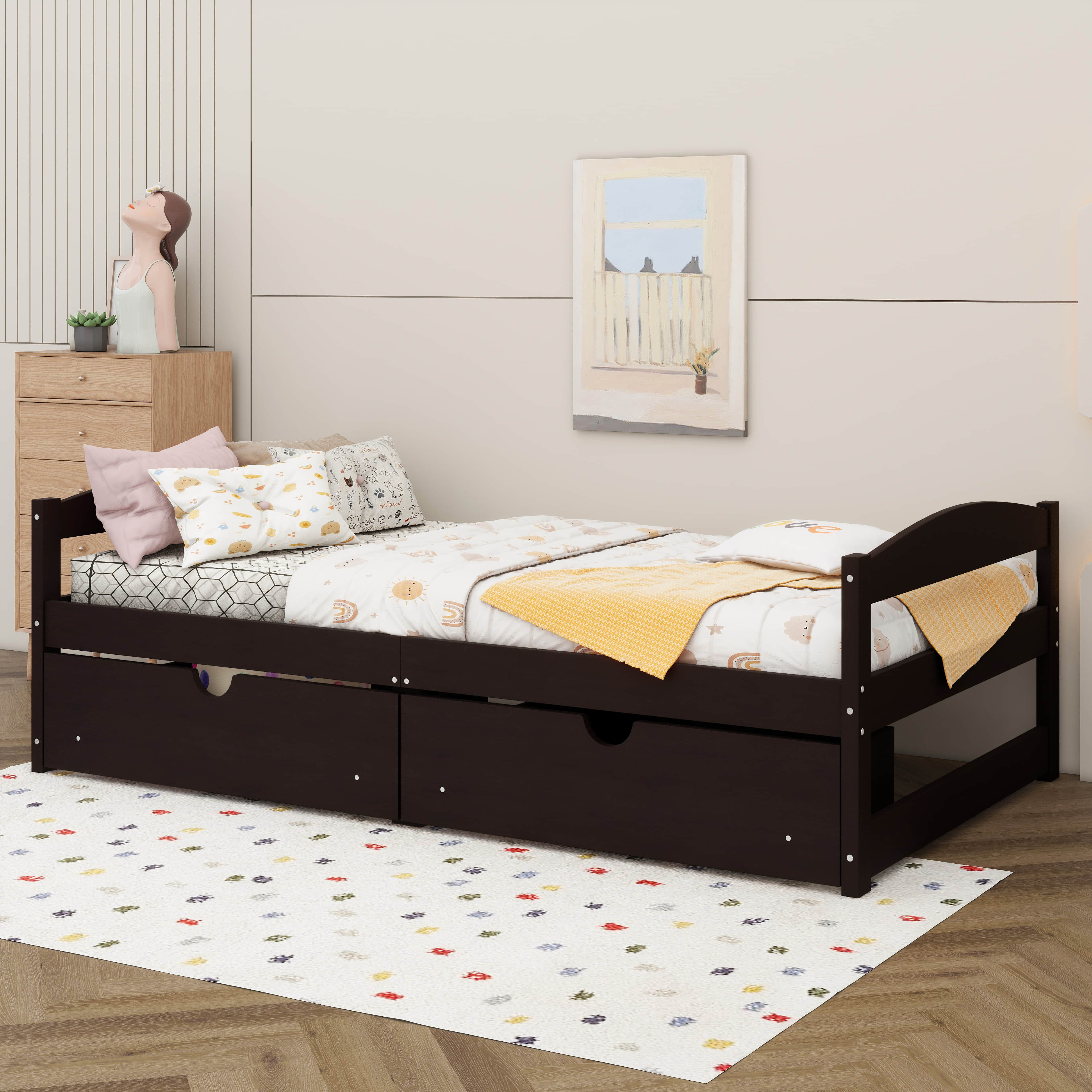 Red Barrel Studio Twin-Sized Platform Bed Equipped With Two Storage ...