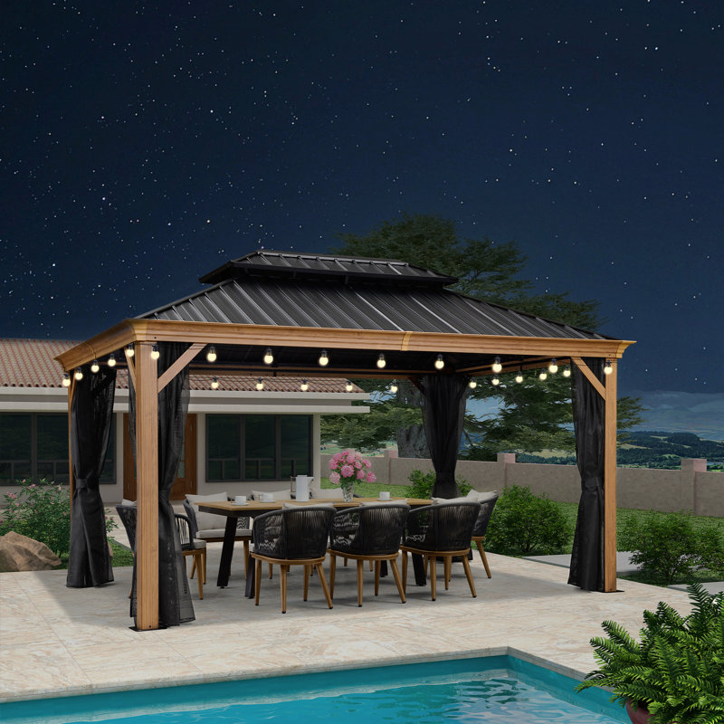 Purple Leaf 10 Ft. W x 14 Ft. D Aluminum Patio Gazebo & Reviews | Wayfair