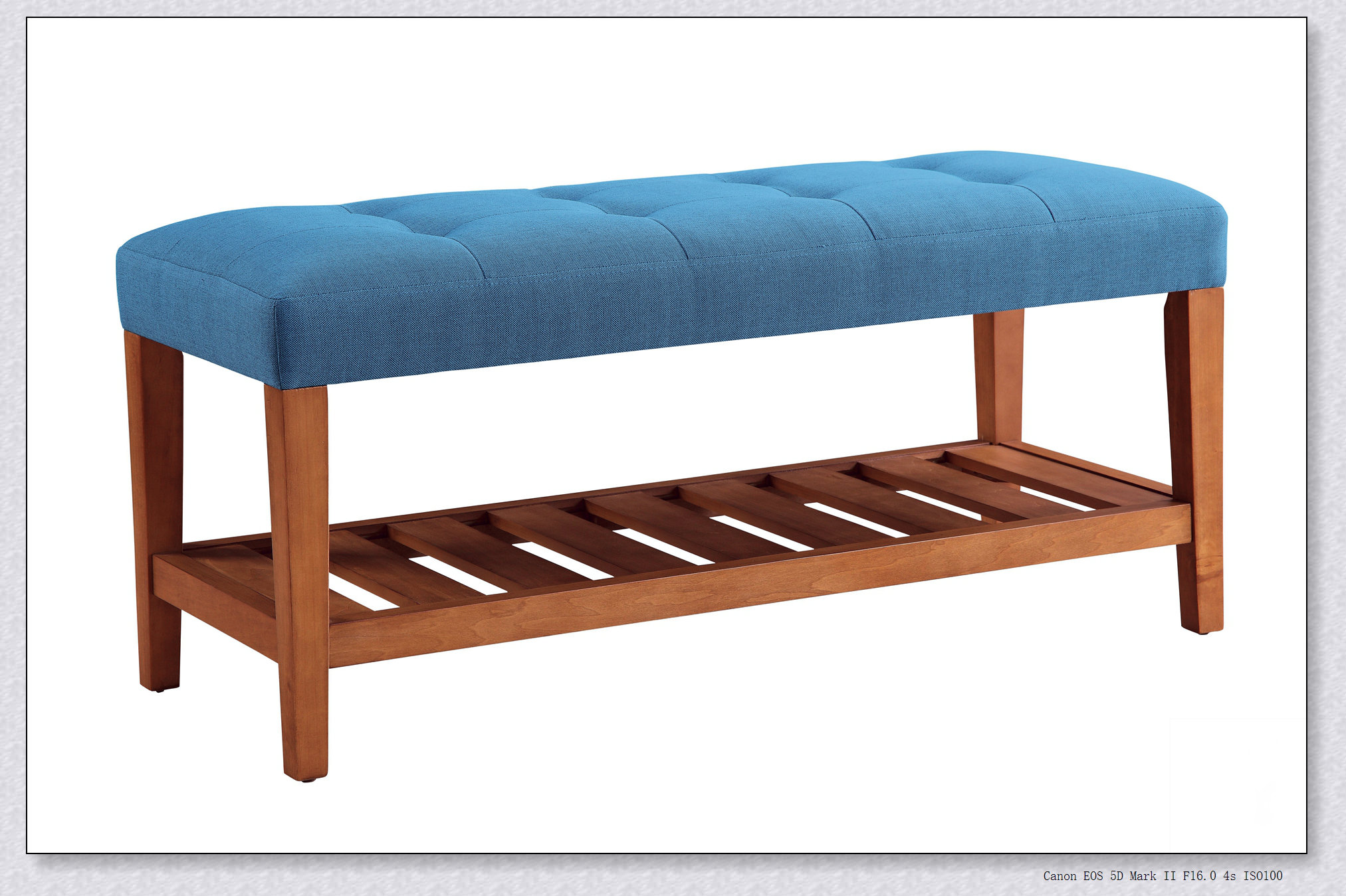 Latitude Run® Charla Light Fabric & Oak Finish Bench Simple design ...