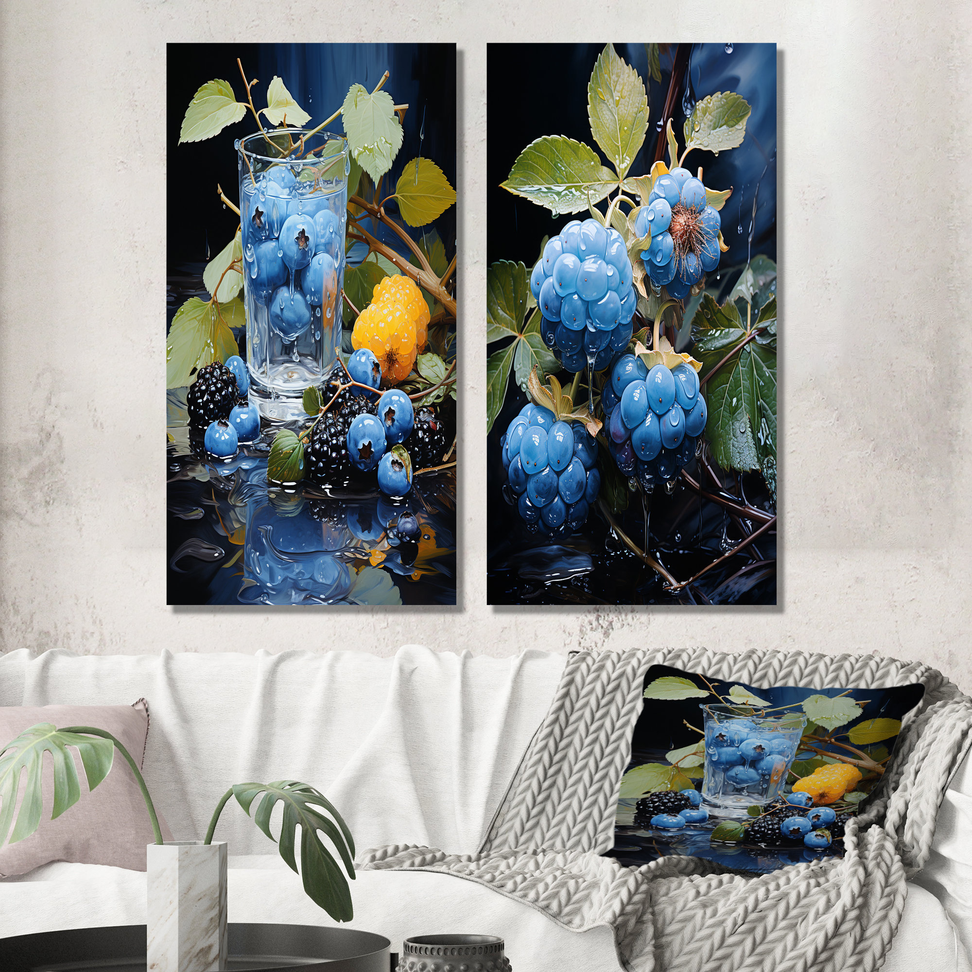 Lark Manor™ Blackberry Blue Indigo Impression - Fruits Wall Art Living ...