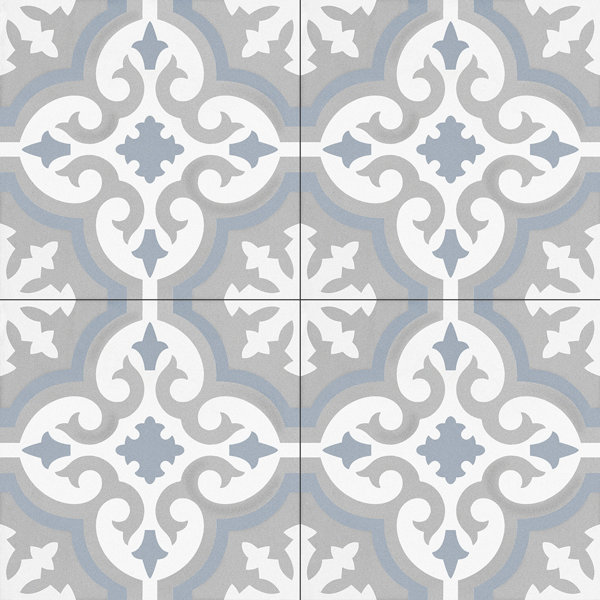 Andova Bliss Revival - Blue, 8 in. Spanish/Moroccan Encaustic Porcelain ...