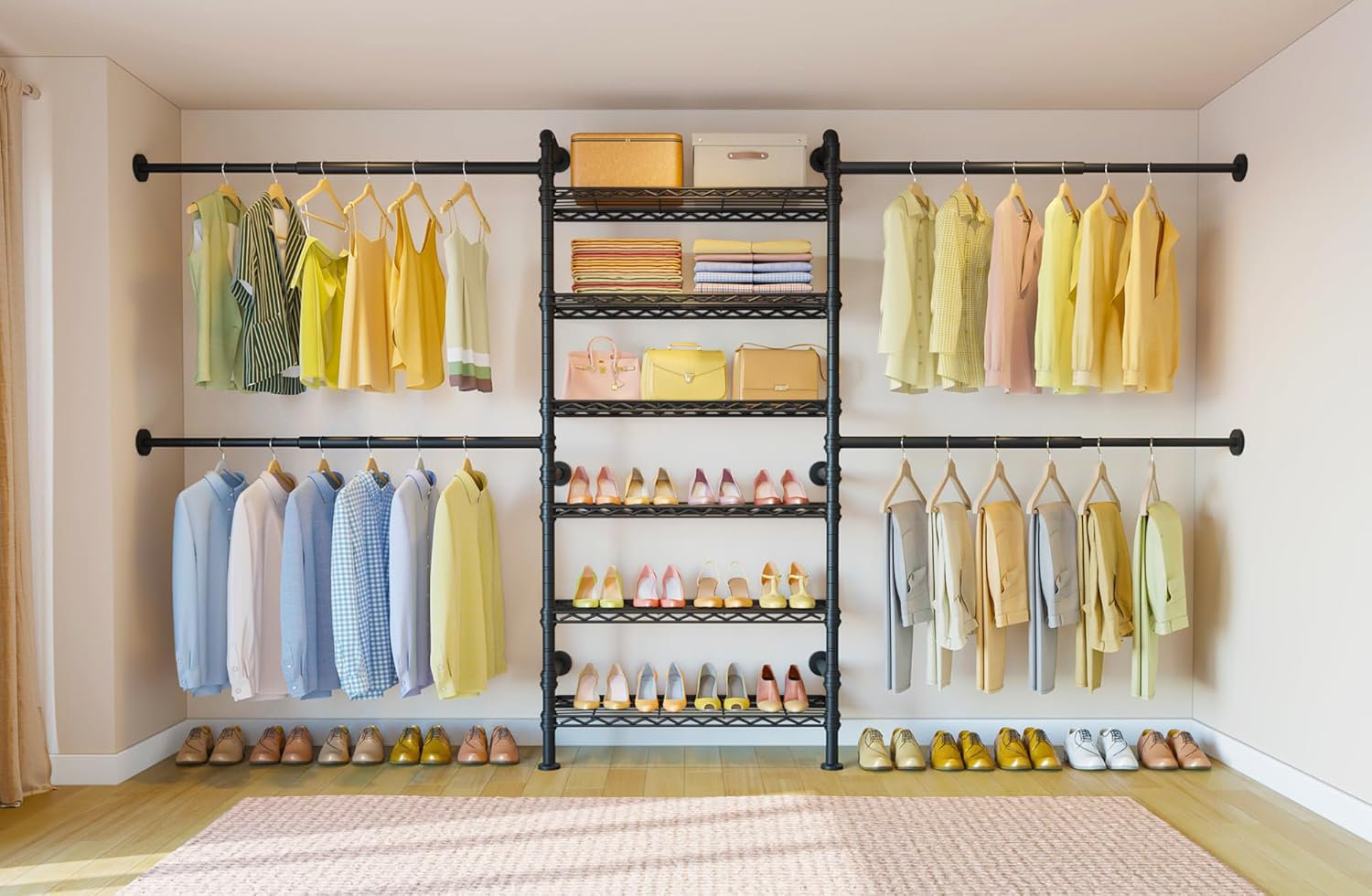 Latitude Run® Expandable Wall Mounted Closet System with 6 Adjustable ...