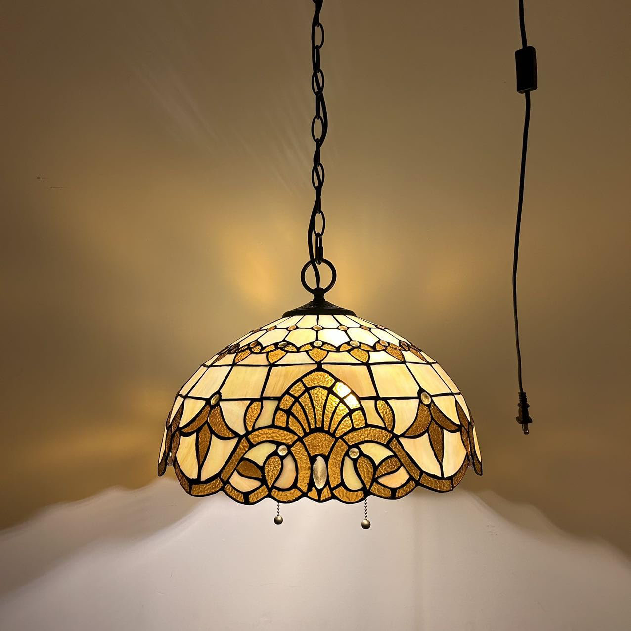 Astoria Grand Estado Tiffany Pendant Lights Fixture Plug in Gold ...