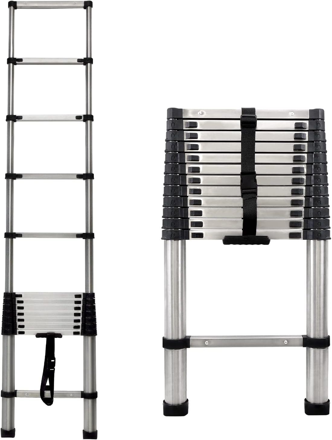 Hokku Designs Telescopic Ladder 12.5Ft Stainless Steel Extension Multi ...