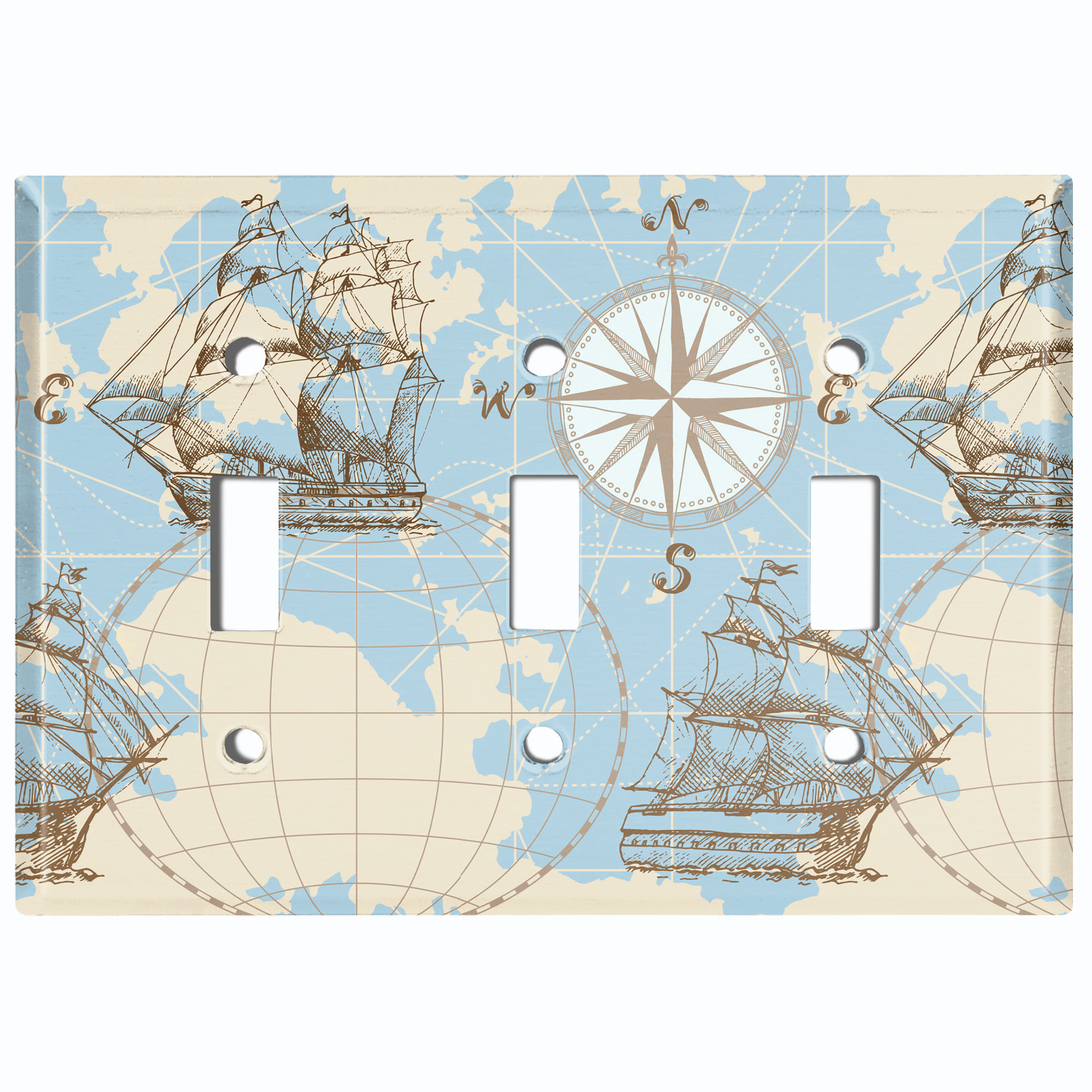 WorldAcc Metal Light Switch Plate Outlet Cover (World Sea Ship Globe ...