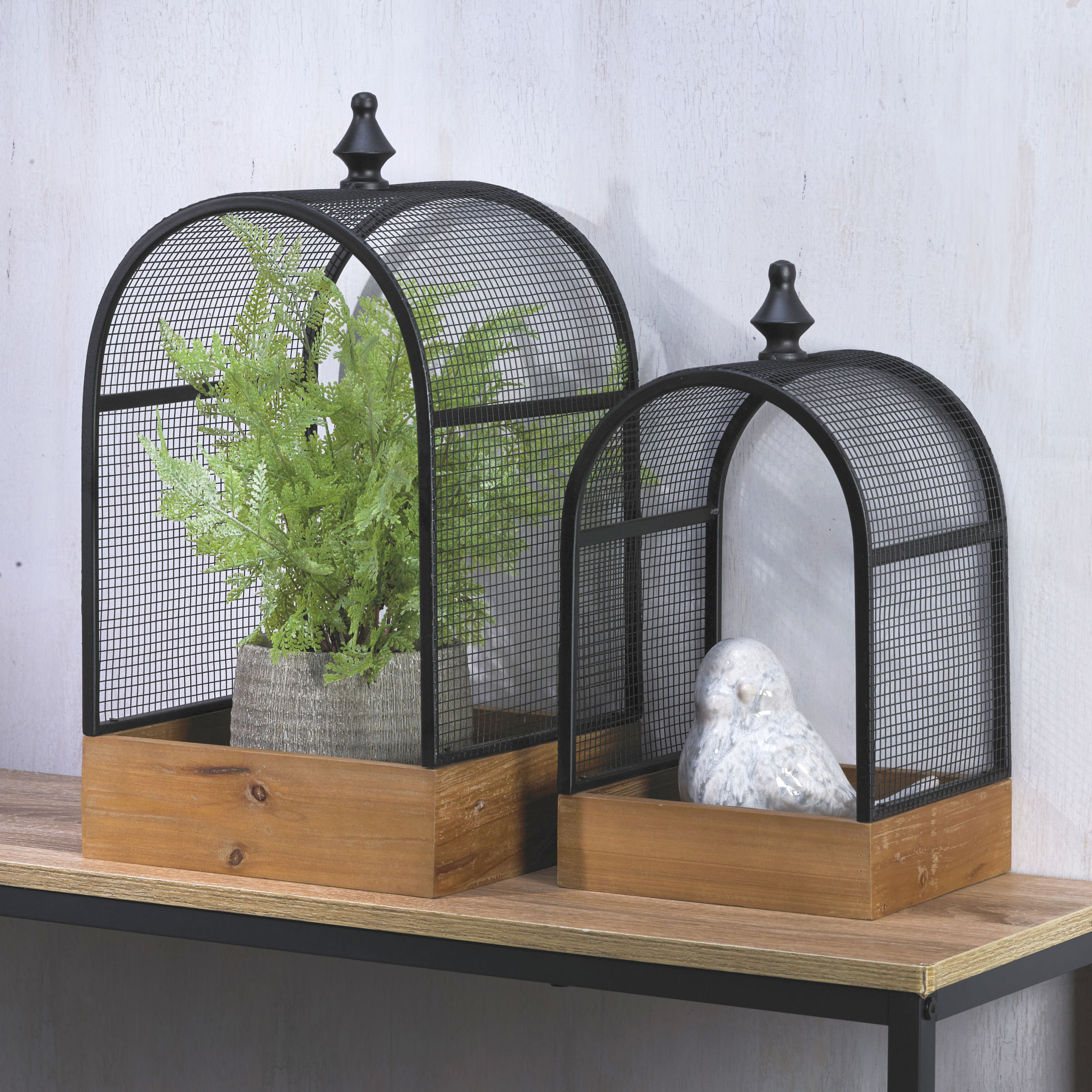 Elements Metal and Wood Cage Table Top Décor, Black & Reviews | Wayfair