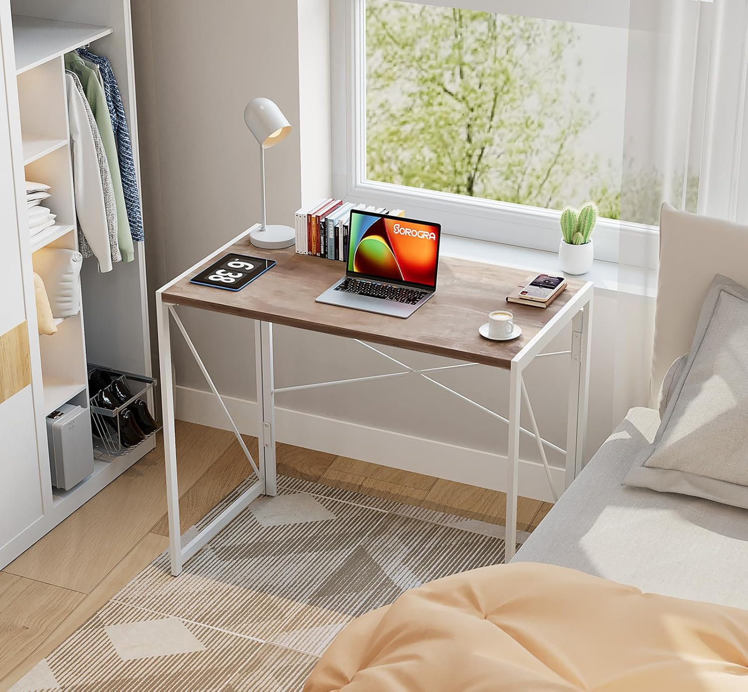 Ebern Designs Small Folding Desk, No Assembly Required Computer Desks ...