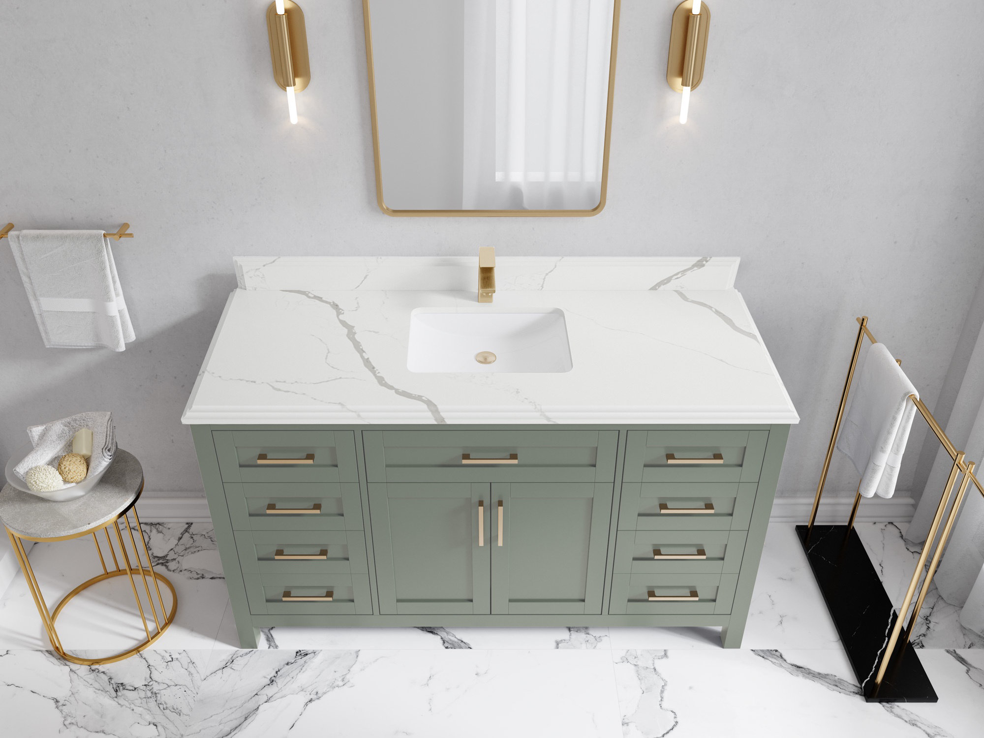 Willow Collections Cambridge 60'' Single Bathroom Vanity with Quartz ...