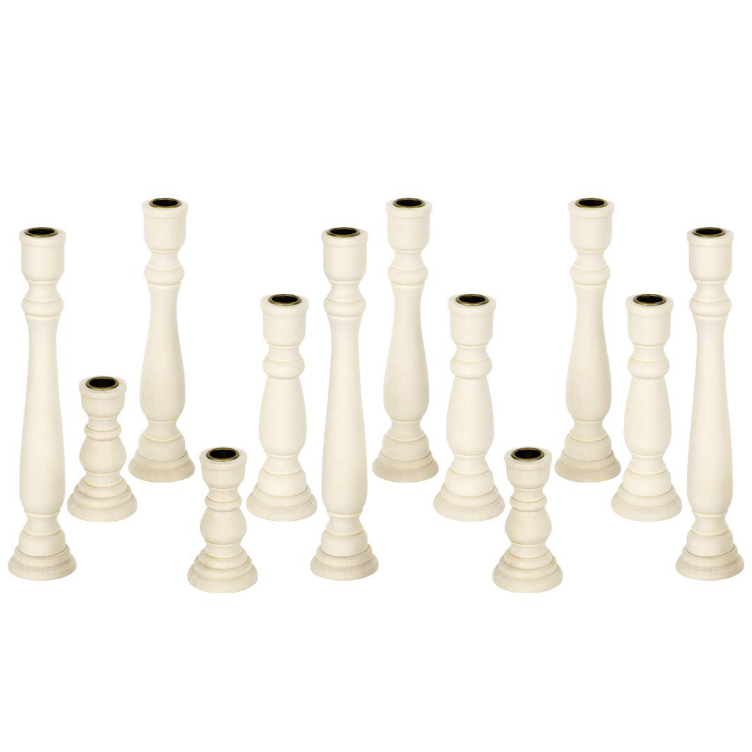 Charlton Home® Taper 12 Piece Small Wood Candlestick Set & Reviews ...